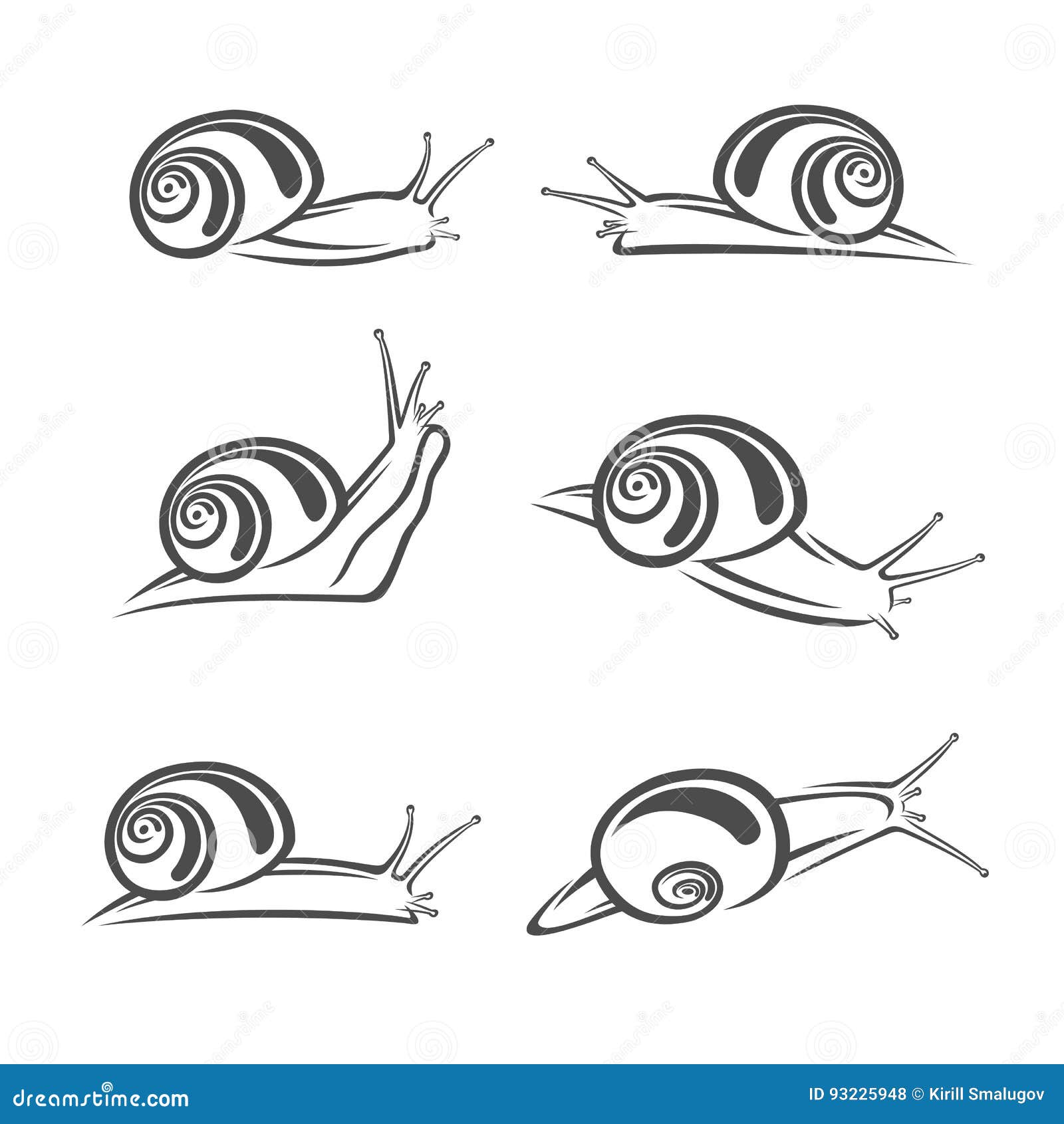 Snail set. Vector stock vector. Illustration of style - 93225948