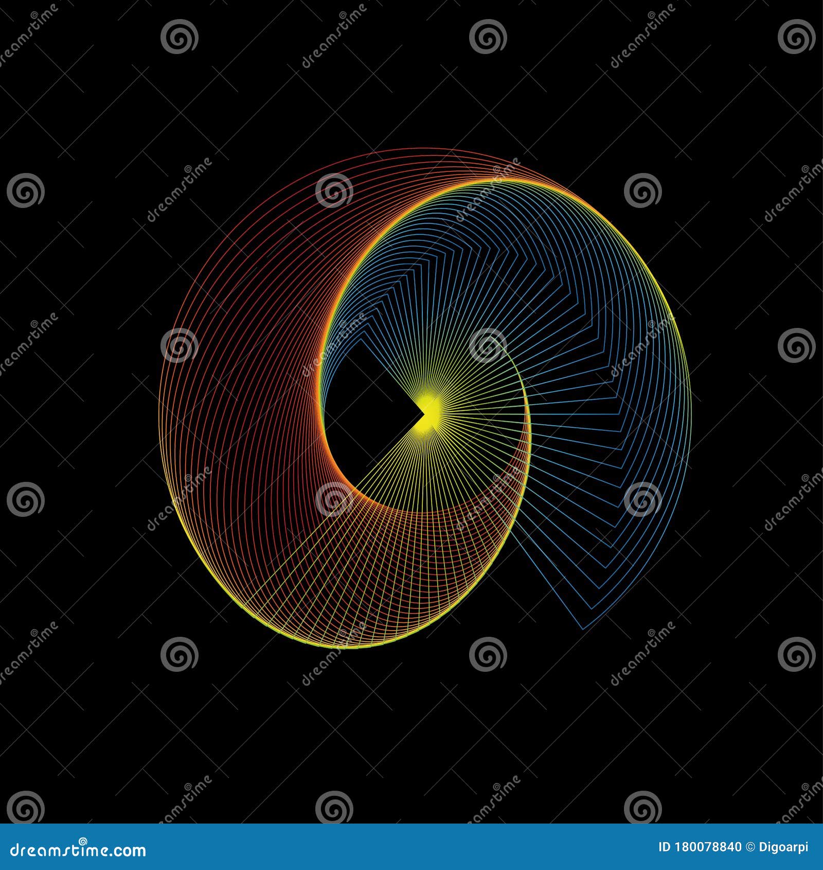 Vortex. Vector Perspective Curved Grid. Wireframe Abstract Tunnel. 3D ...