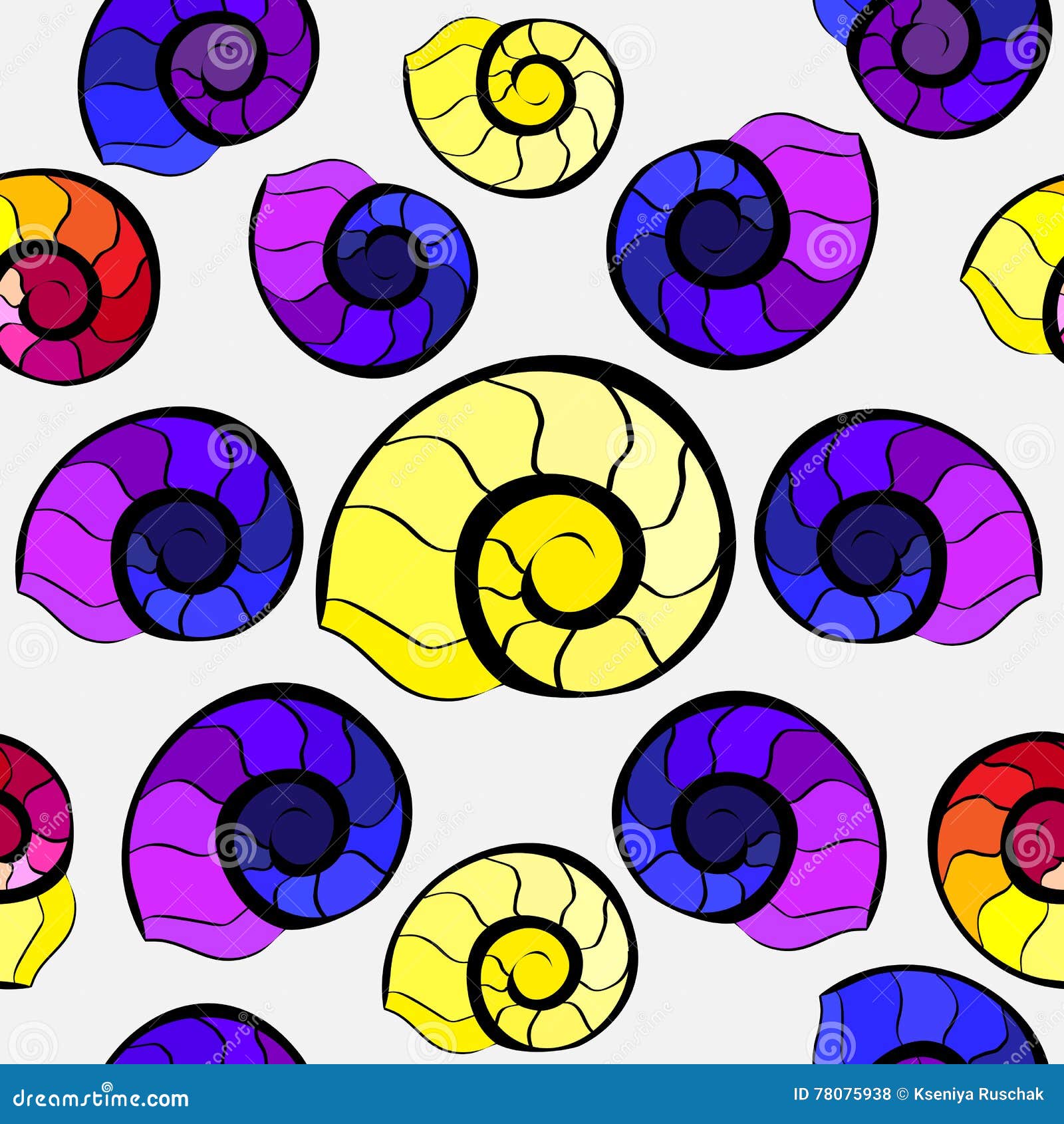 Snail Shell. Colorful Seamless Pattern Stock Vector - Illustration of ...