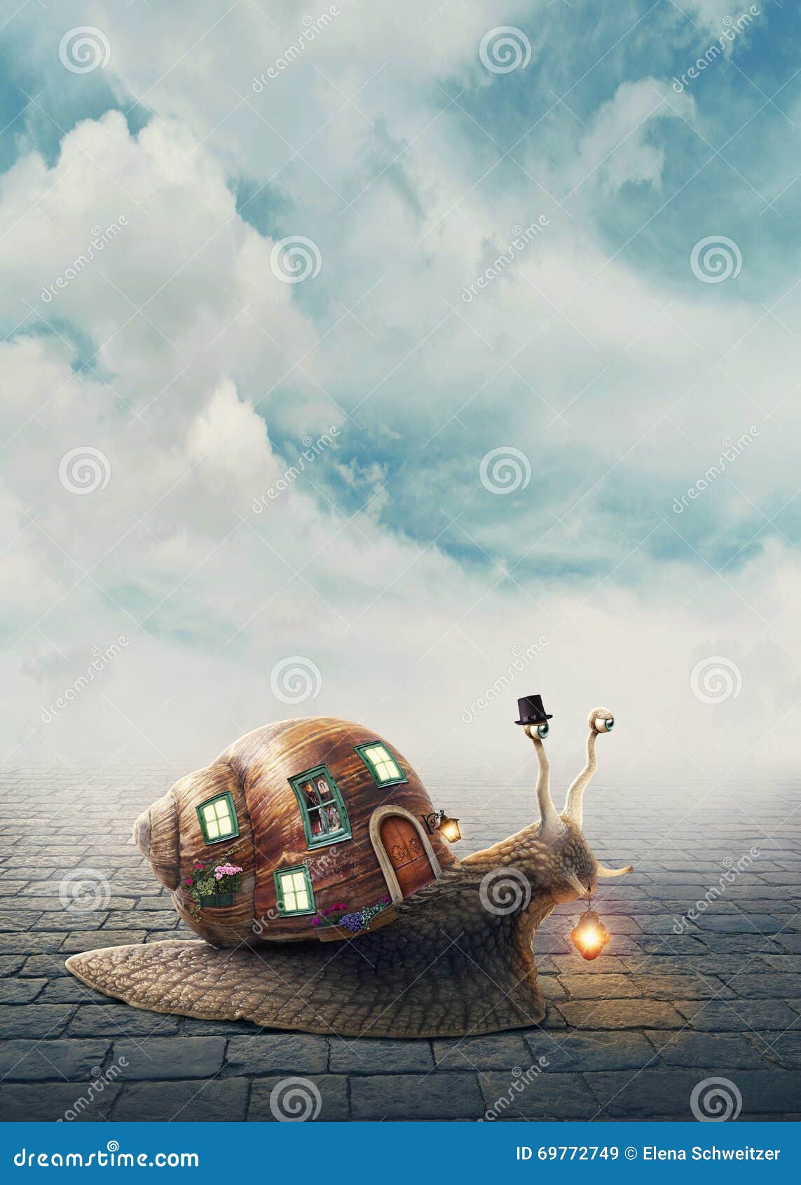 Snail with a shell house stock image. Image of ideas - 69772749