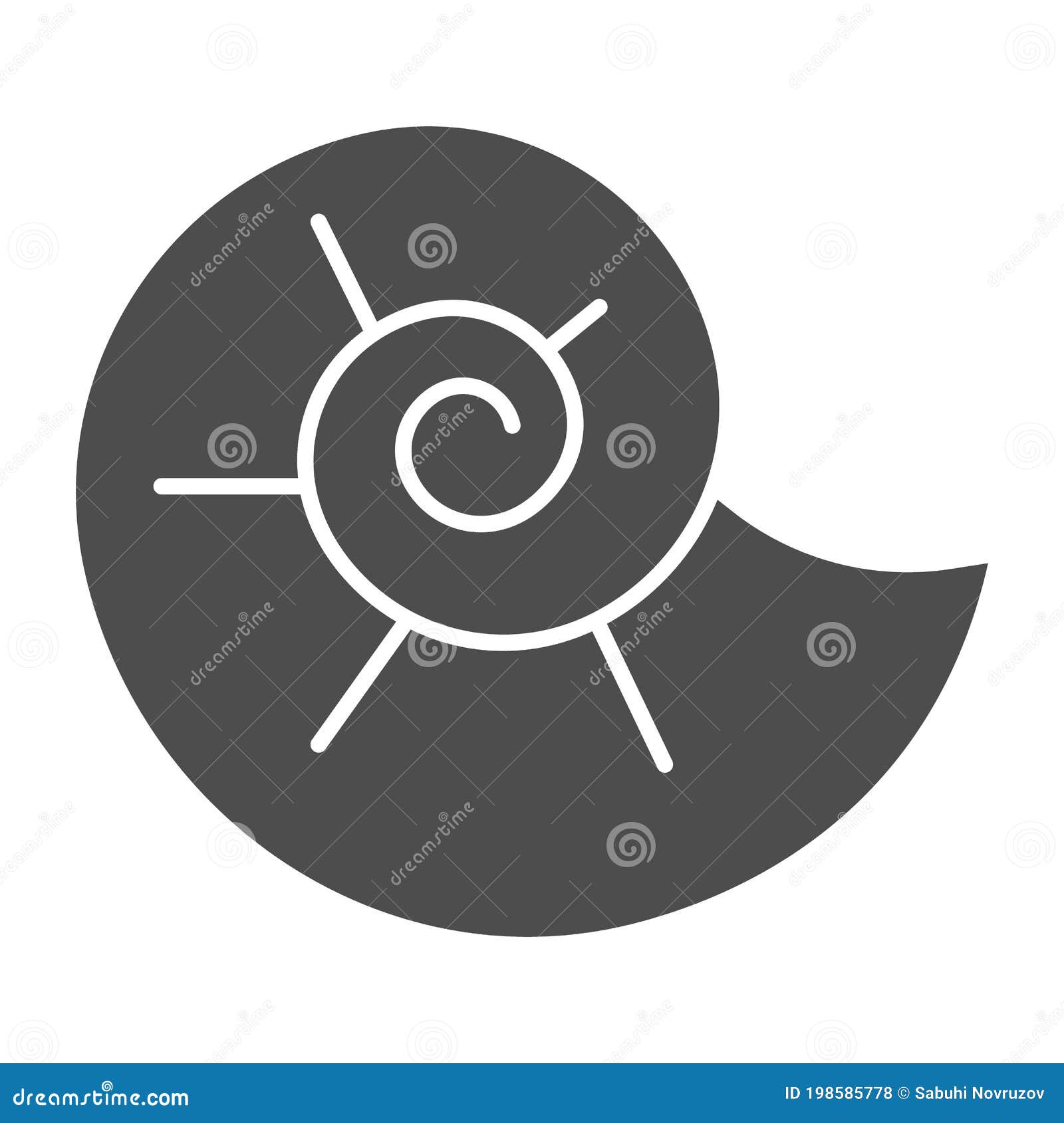 Snail Shell Solid Icon, Nautical Concept, Circle Spiral Shaped Seashell ...