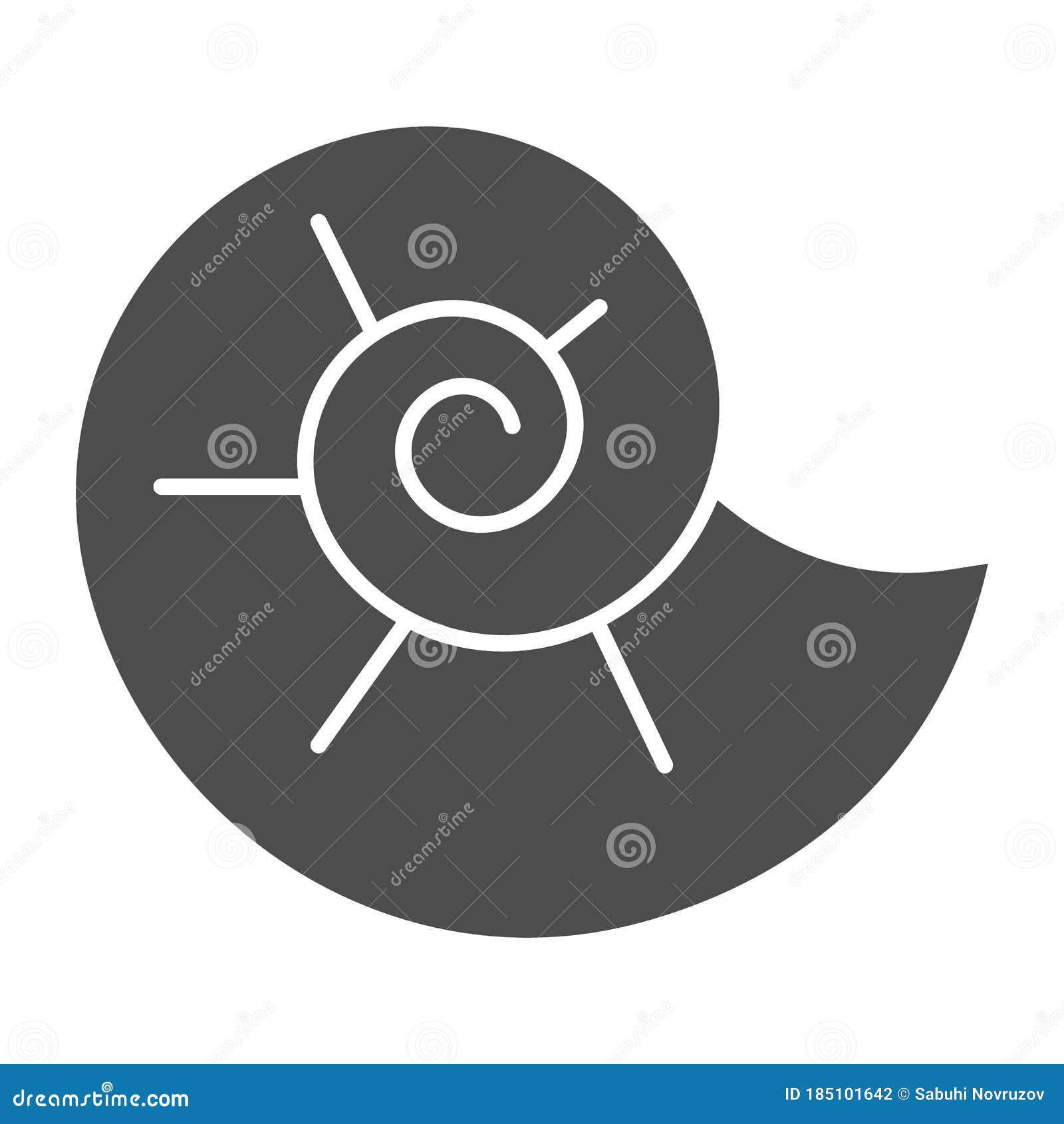 Snail Shell Solid Icon, Nautical Concept, Circle Spiral Shaped Seashell ...