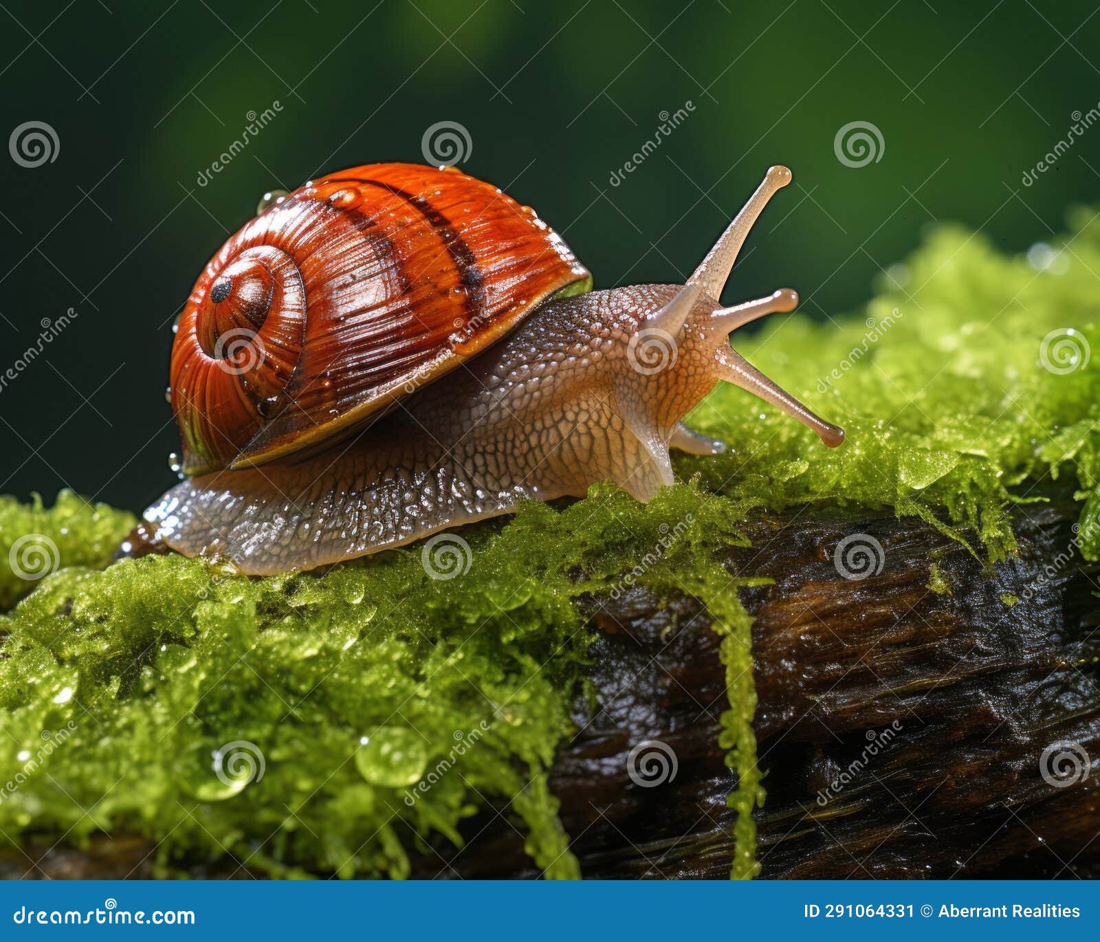A Snail is Sitting on Top of a Moss Covered Log Stock Illustration ...