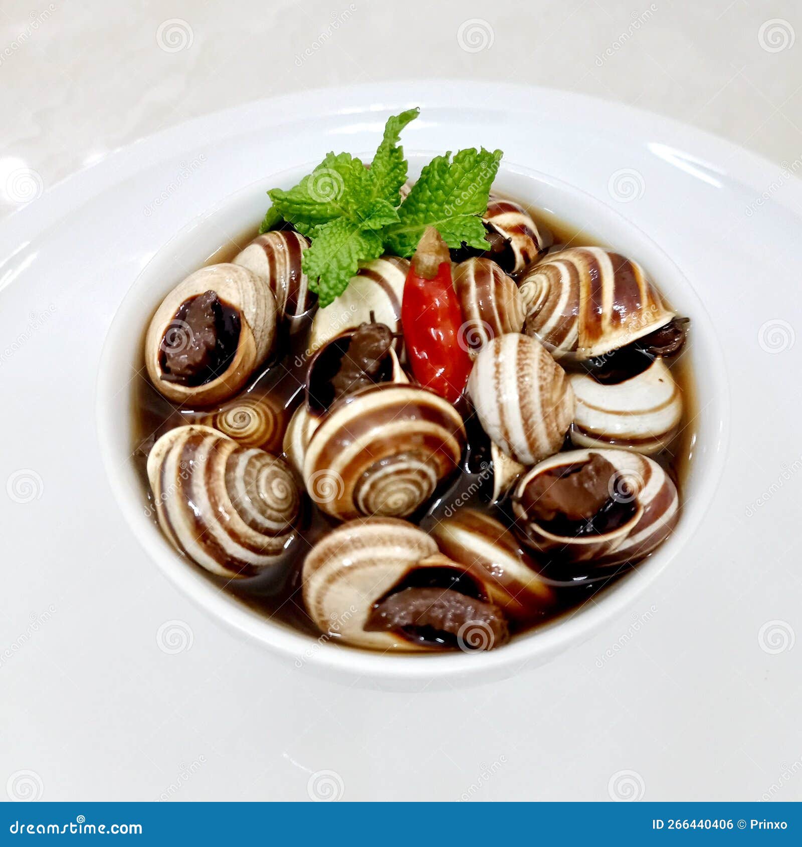 Snail soup with herbs stock photo. Image of dish, invertebrate - 266440406