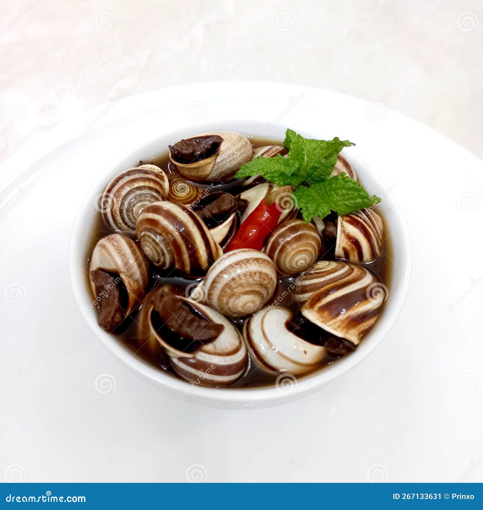 Snail soup with herbs stock image. Image of snail, herbs - 267133631