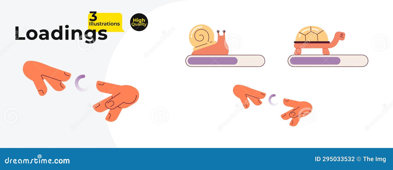 Snail Turtle Loading Bars, Spinner Vector Illustration Bundle Stock ...