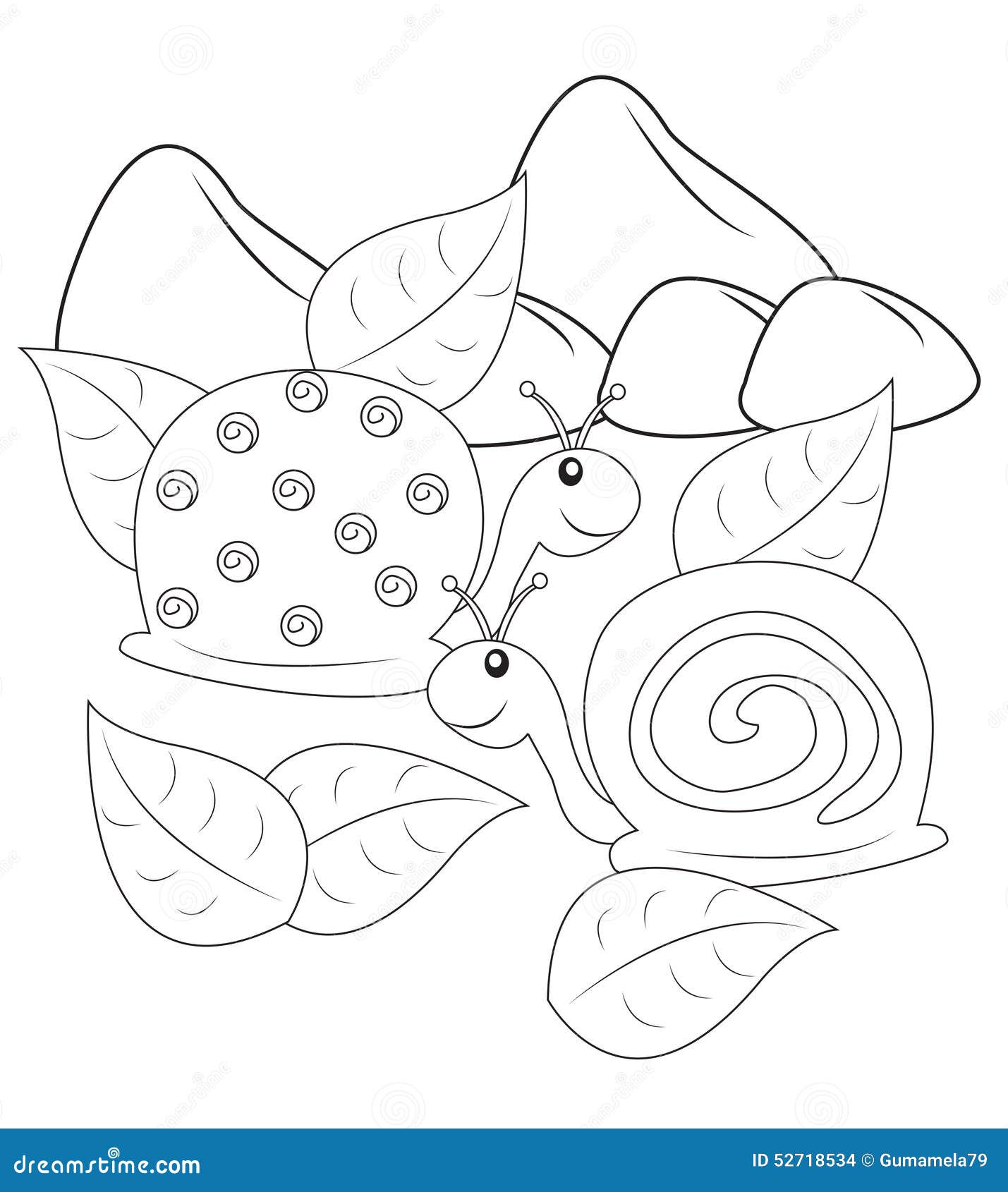 Snails coloring page stock illustration. Illustration of child - 52718534