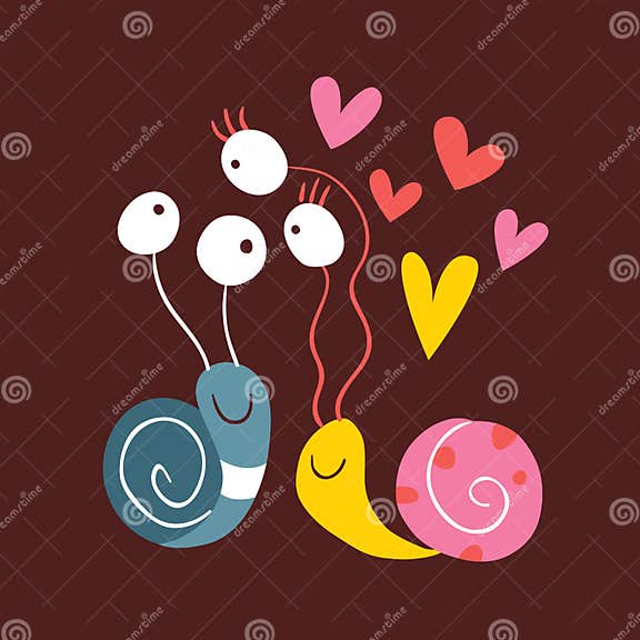 Snails in Love stock vector. Illustration of funny, card - 27935236