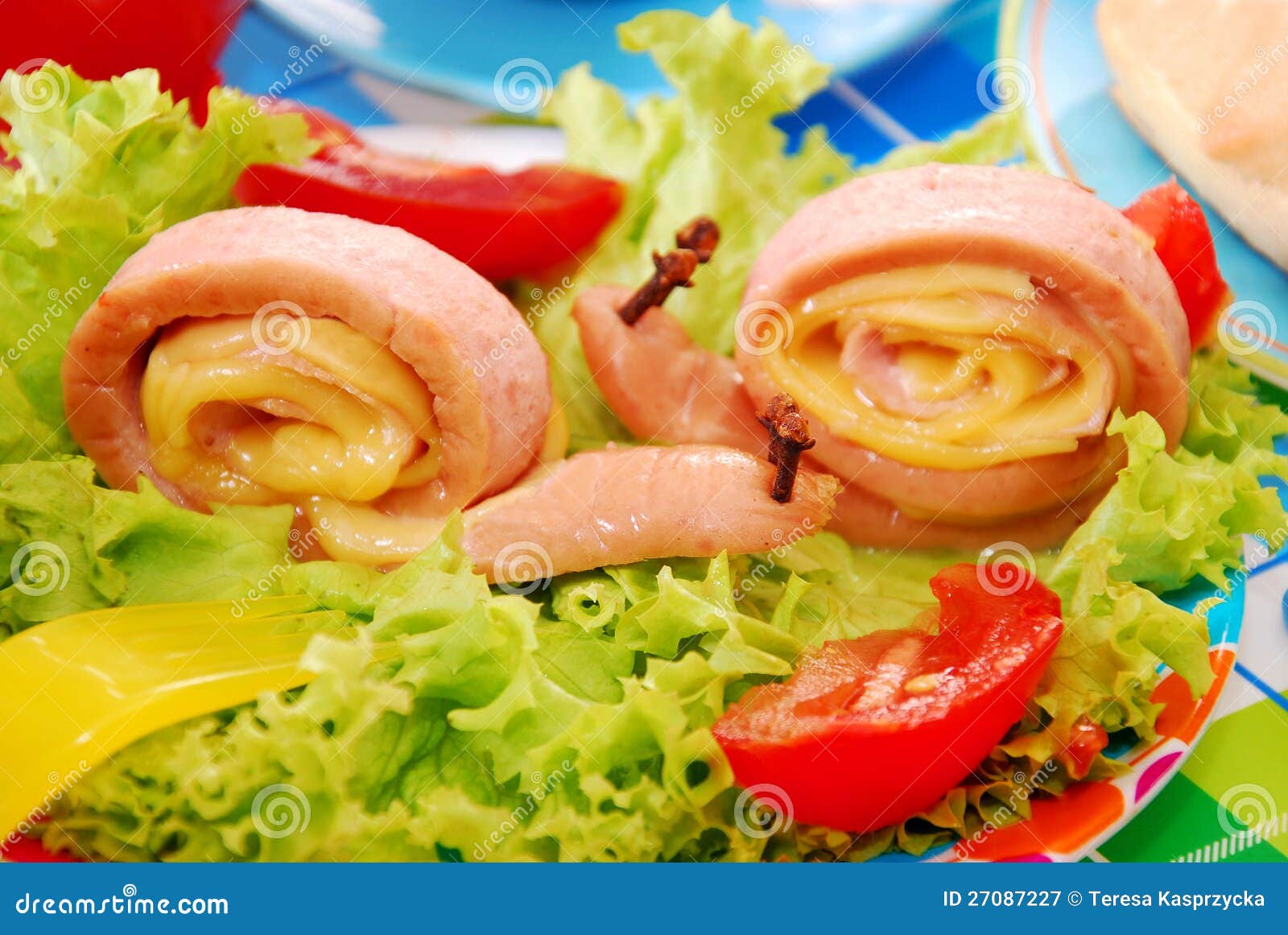 Snails Made from Sausage and Cheese for Child Stock Image - Image of ...