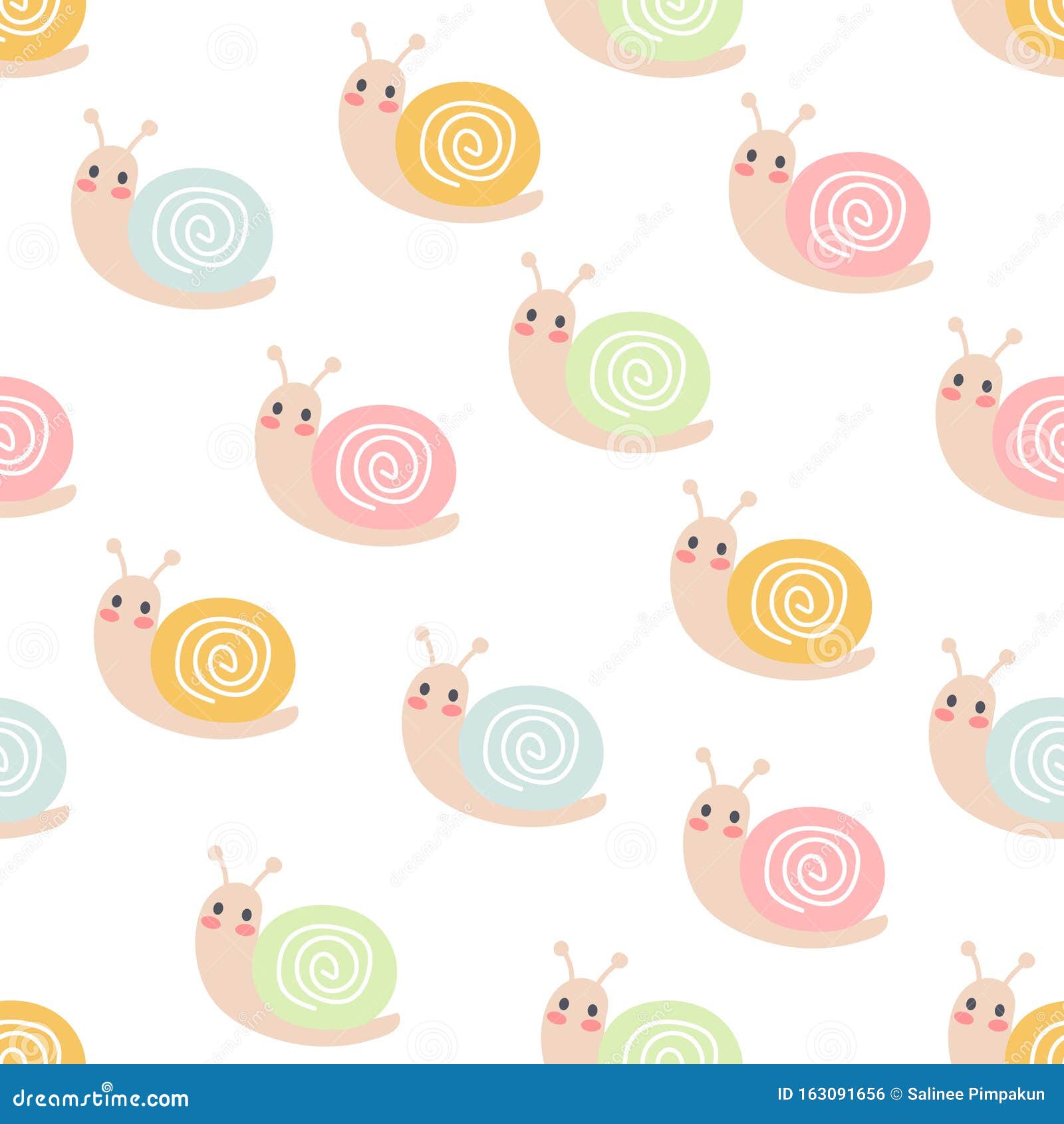 Snails Seamless Pattern Background Stock Vector - Illustration of ...