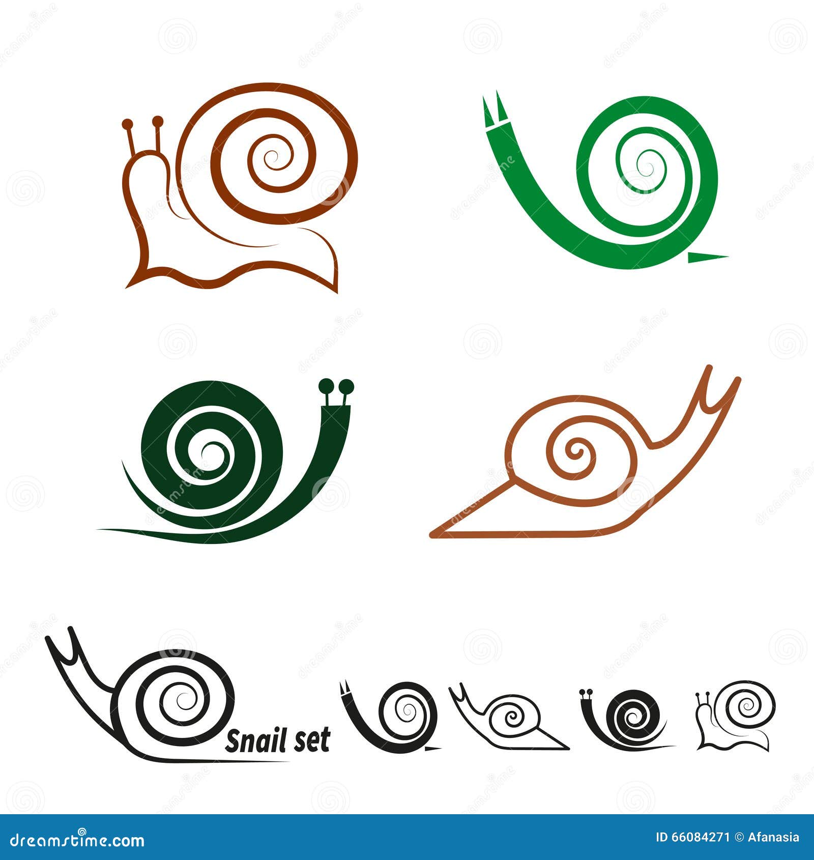 Snails Set. Collection of Vector Icons Stock Vector - Illustration of ...