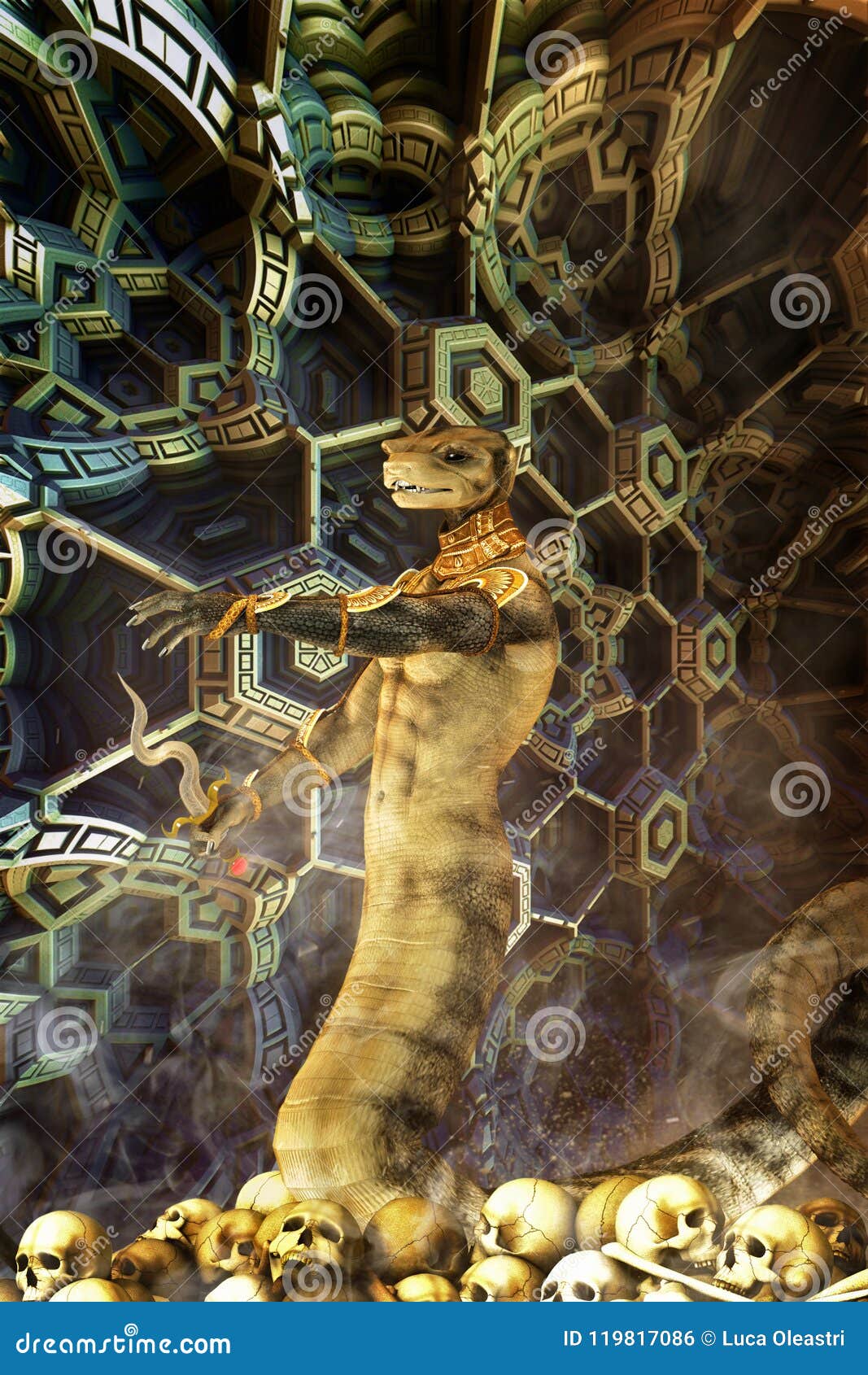 Snake Alien Inside A Techological Structure Royalty-Free Cartoon ...