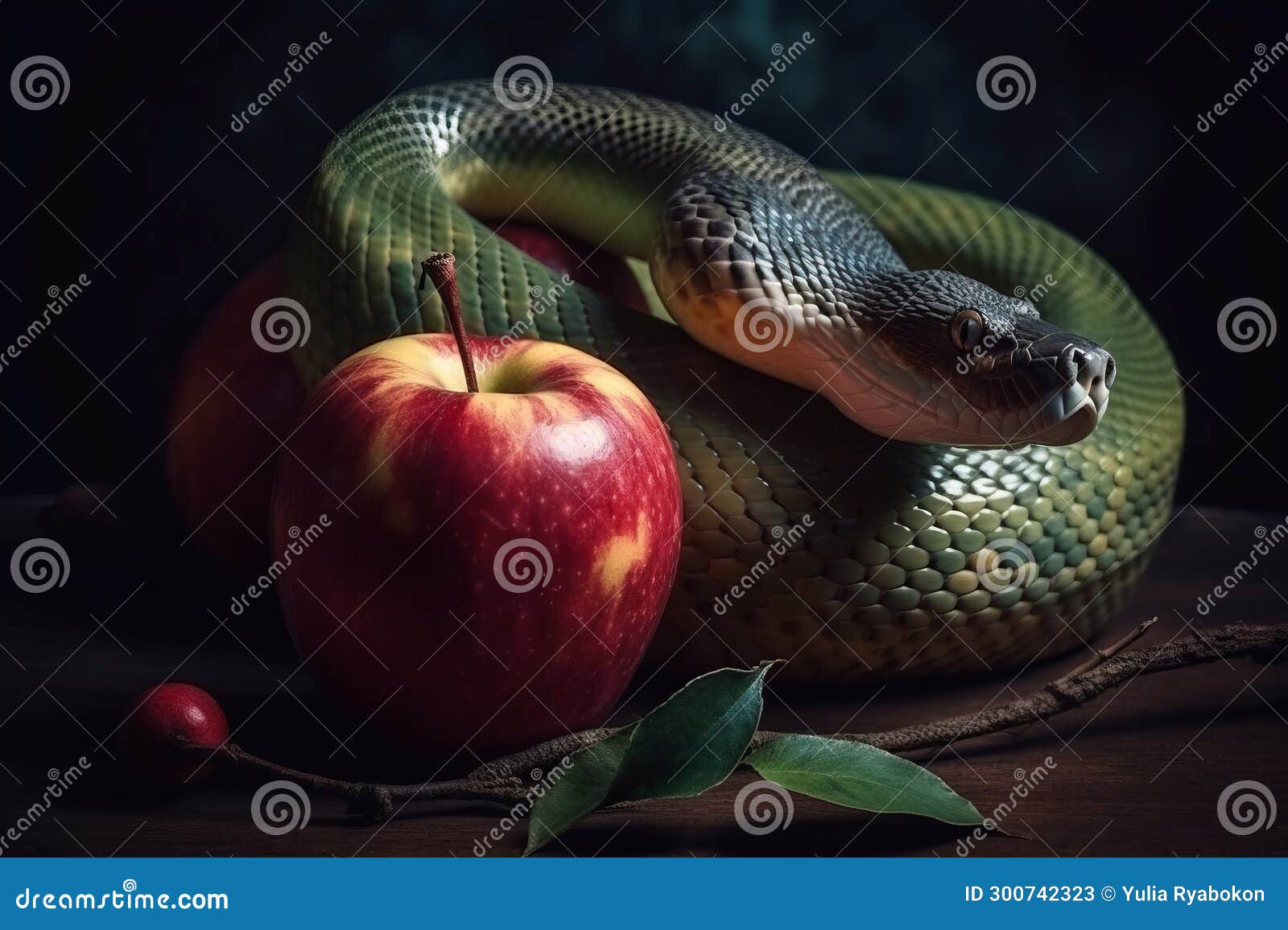 Snake Alluring Apple Fruit Sin. Generate Ai Stock Illustration ...