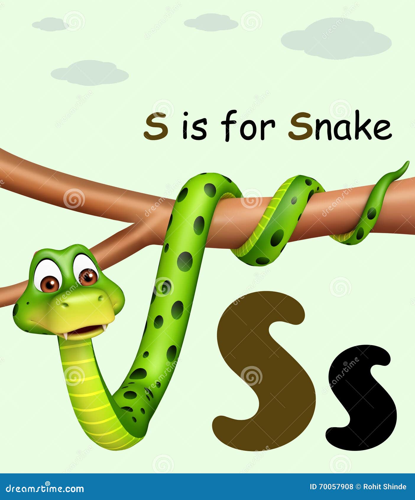 Snake with alphabet stock illustration. Illustration of graphic - 70057908