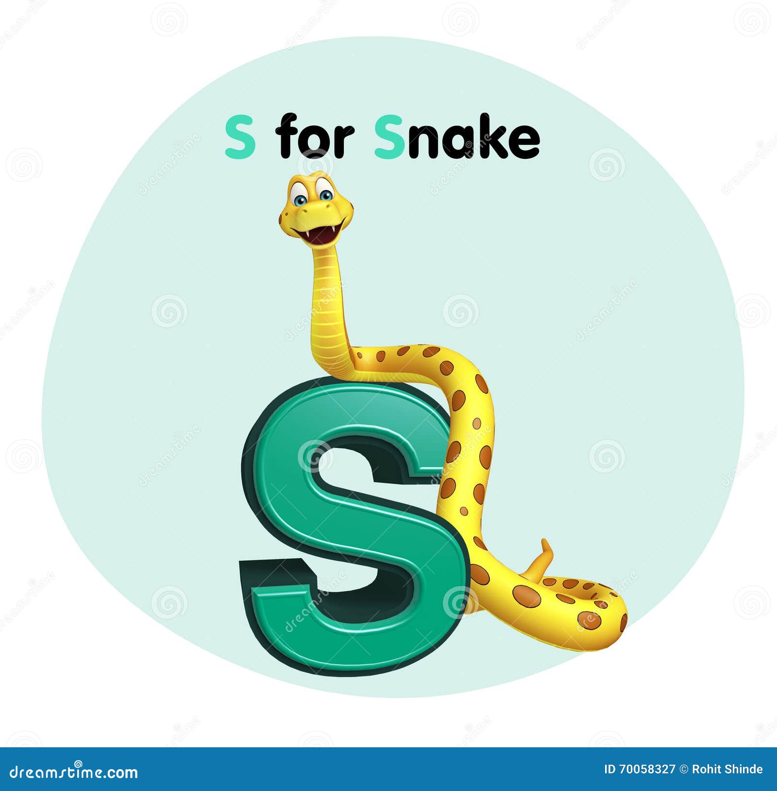 Snake with alphabet stock illustration. Illustration of graphic - 70058327