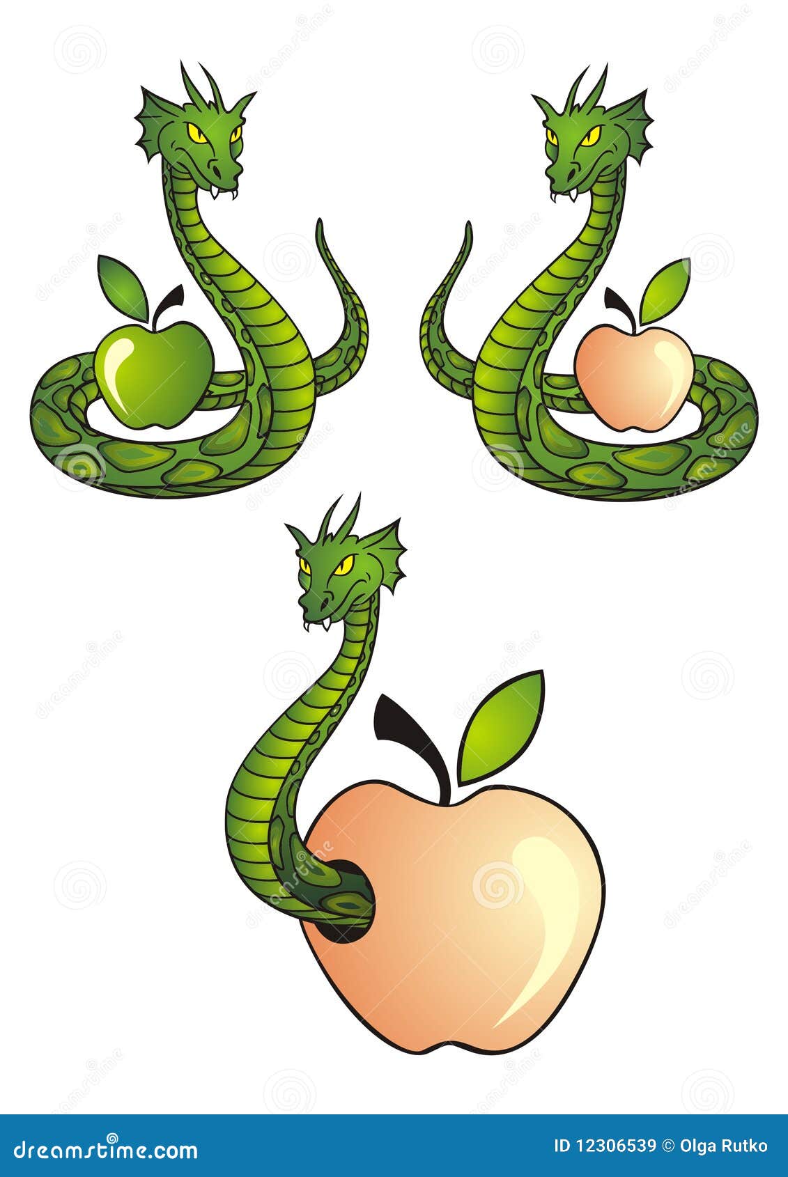Snake and apple stock vector. Illustration of symbol - 12306539