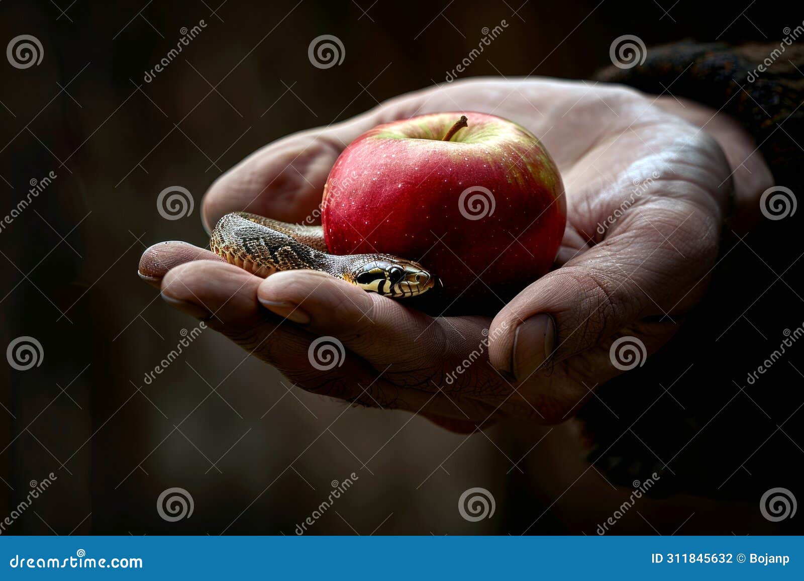 Snake and Apple. the Original Sin. the Forbidden Fruit. AI Generated ...