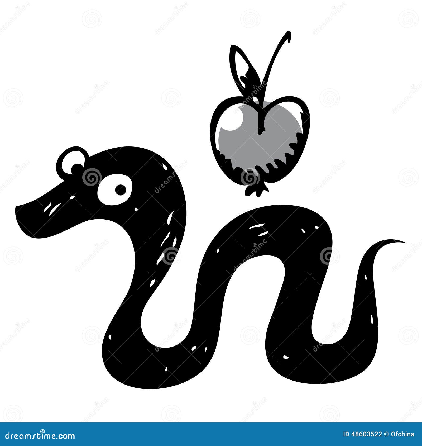 Snake and apple stock vector. Illustration of drawing - 48603522