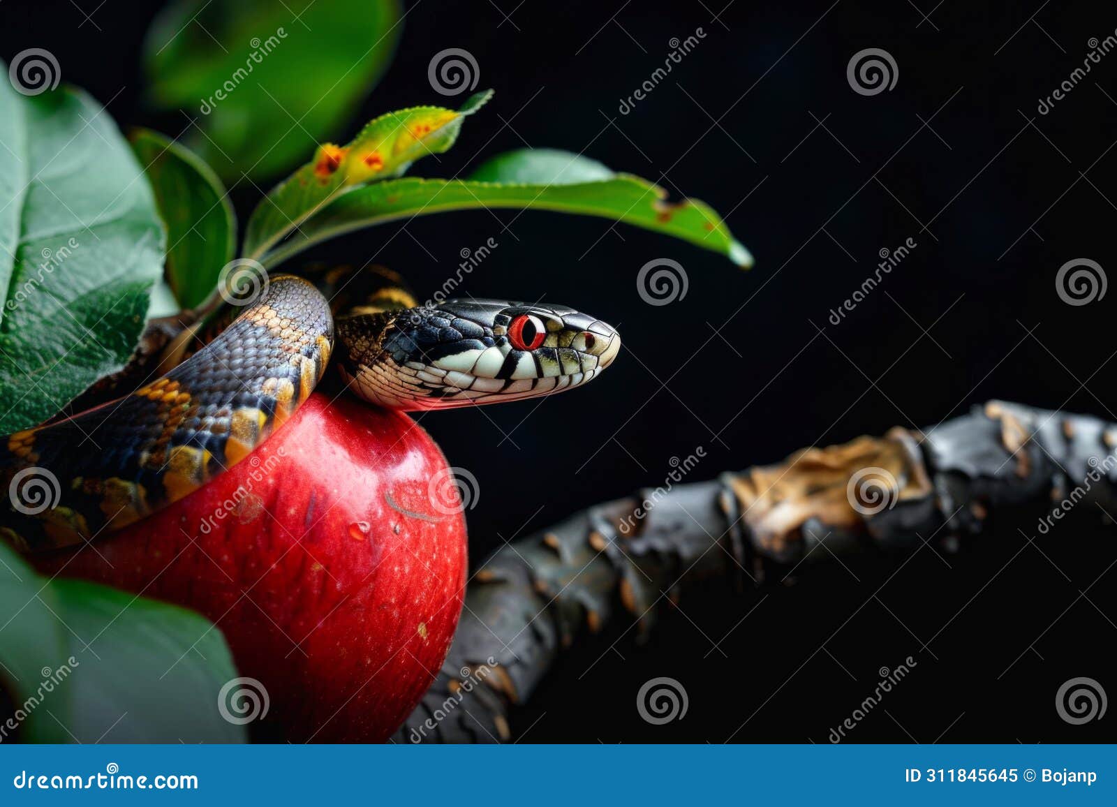 Snake and Apple. Symbol of Forbitten Fruit. AI Generated Stock ...