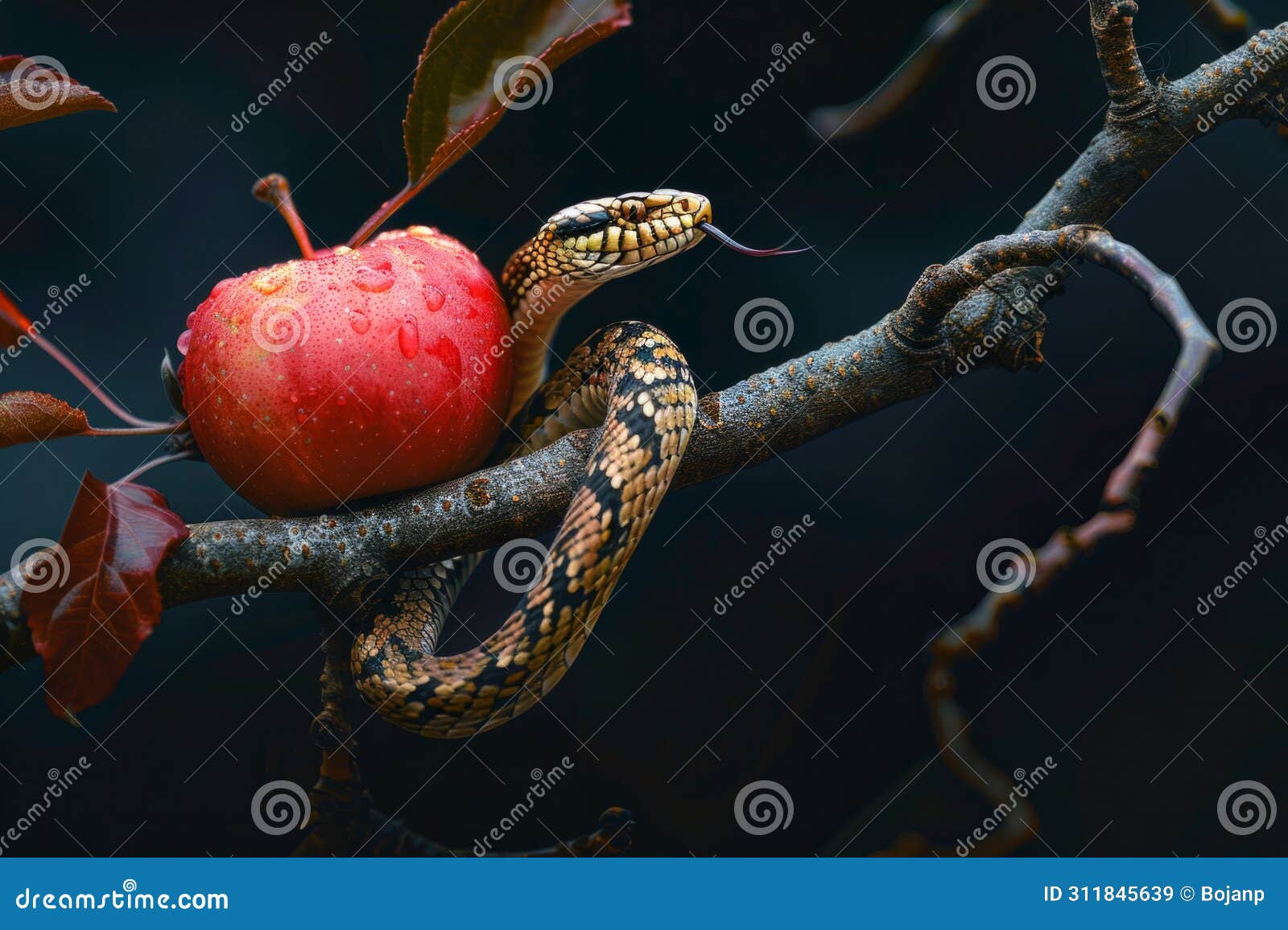 Snake and Apple. the Symbolism of the Forbidden Fruit. AI Generated ...