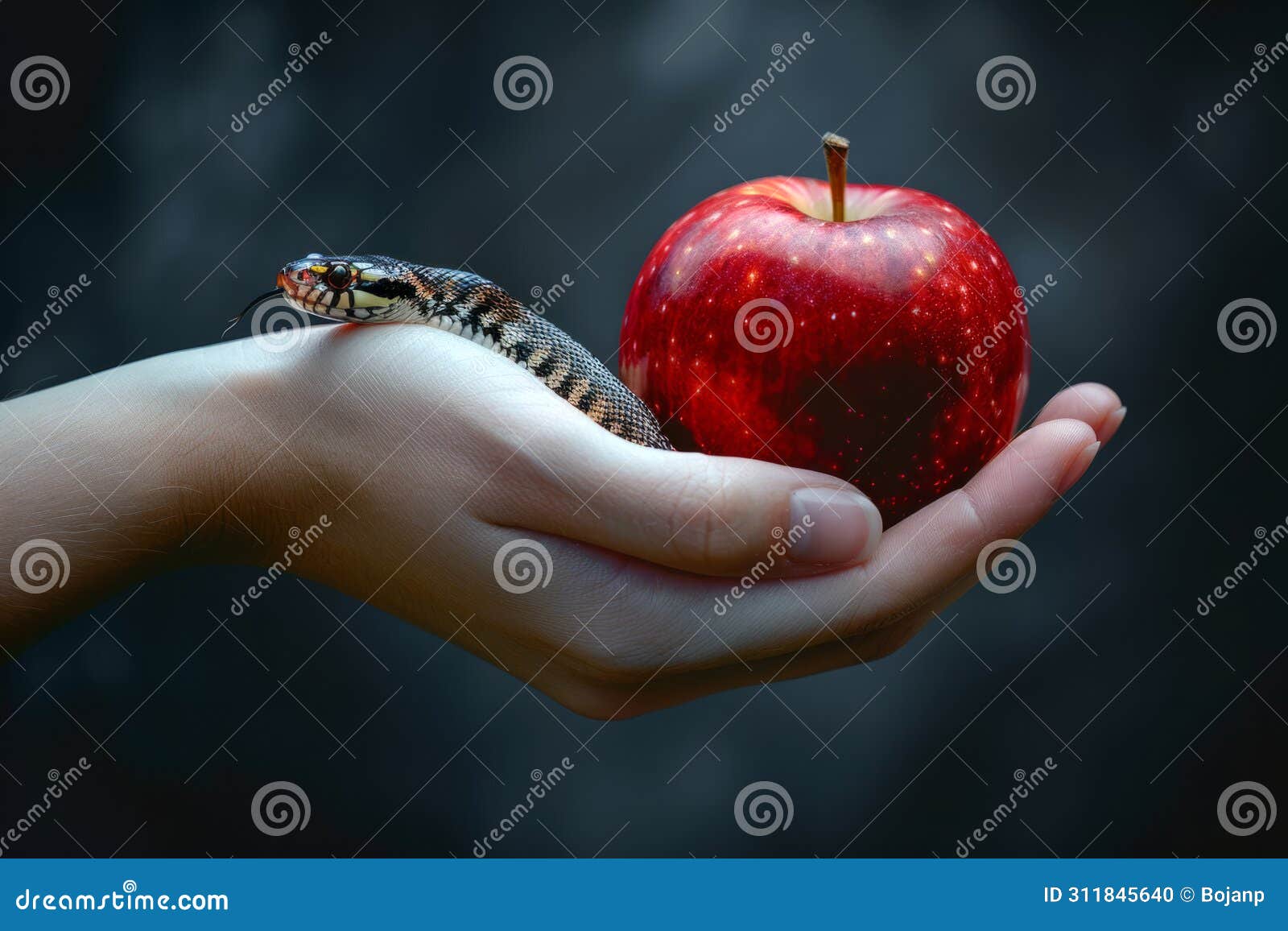 Snake and Apple. the Symbolism of the Forbidden Fruit. AI Generated ...