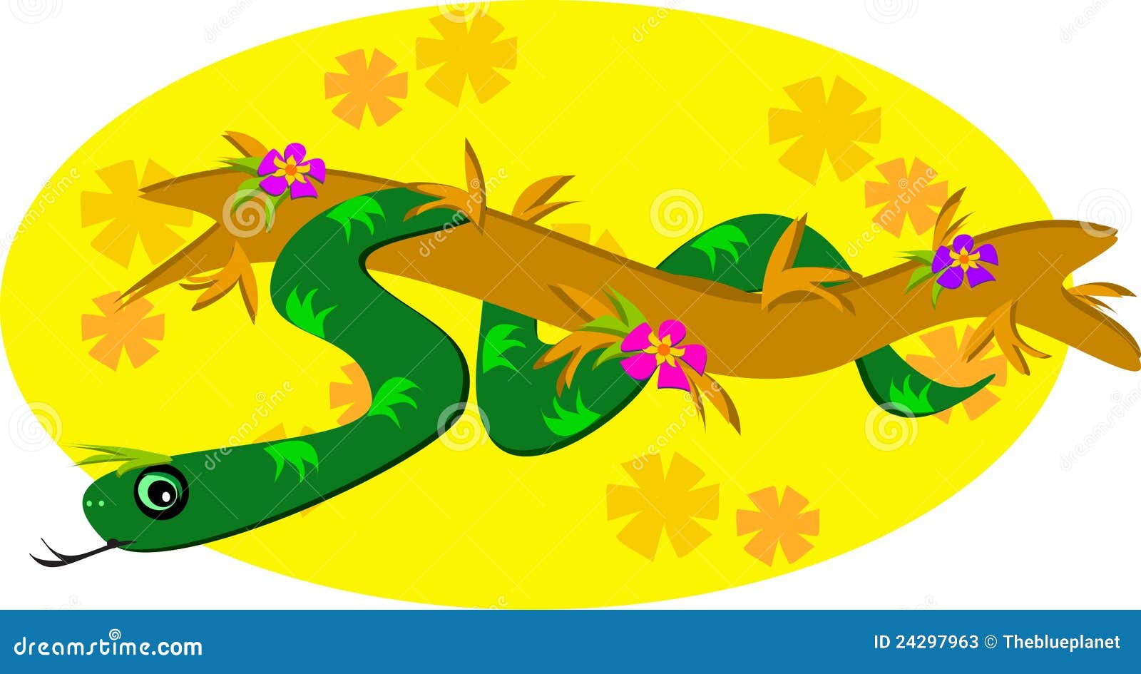 Snake Around a Branch stock vector. Illustration of cartoon - 24297963