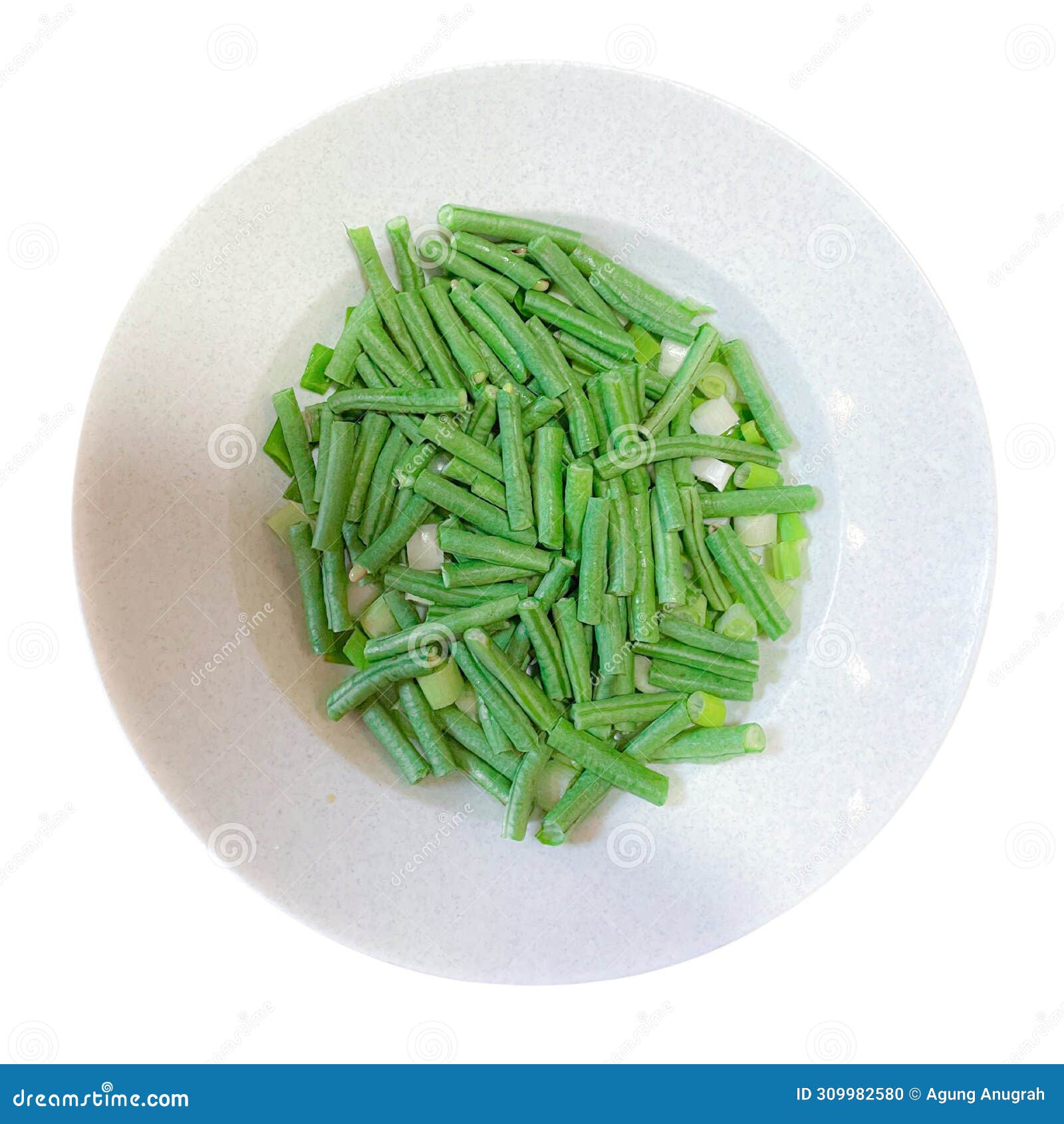 Snake Bean, Long Bean or Green Bean Chopped on a Plate, Isolated on ...
