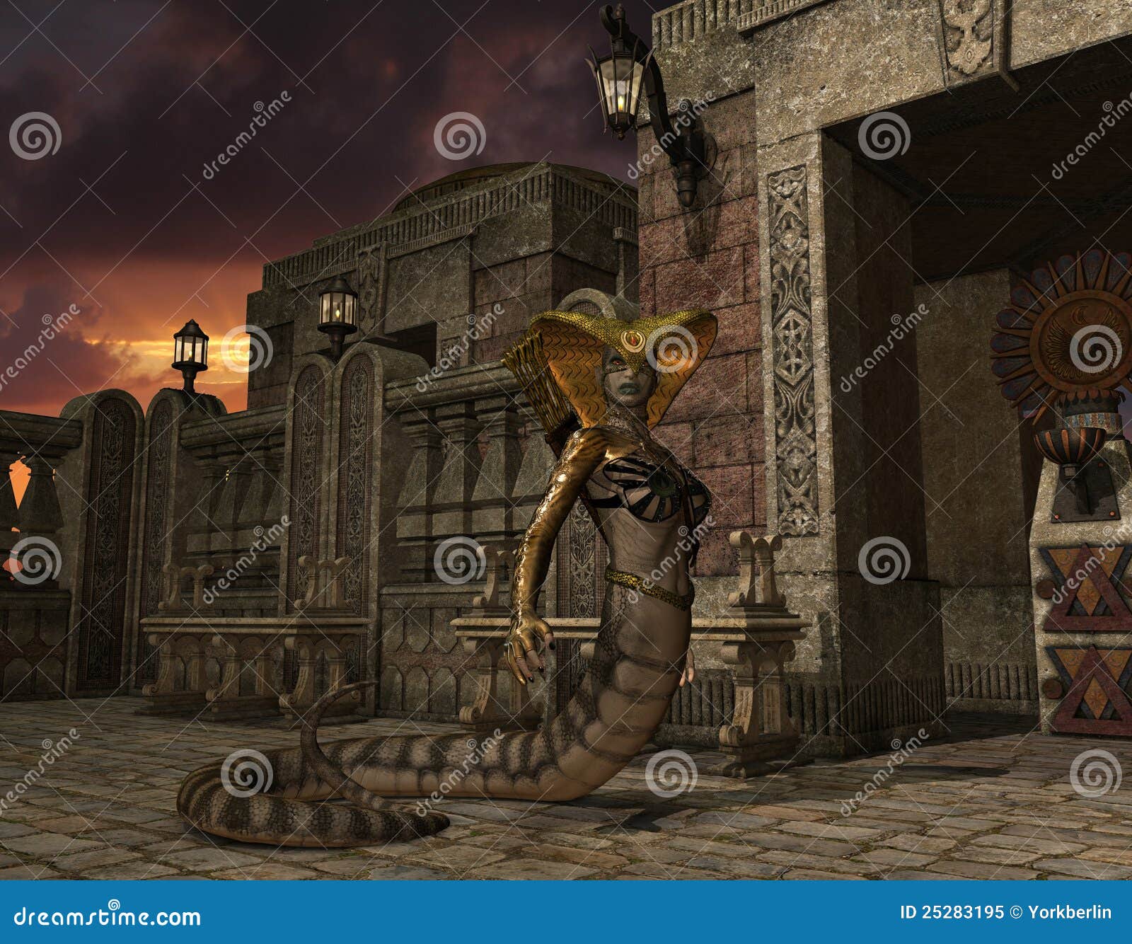 Snake being in the temple stock illustration. Illustration of temple ...
