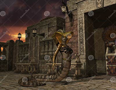 Snake being in the temple stock illustration. Illustration of temple ...