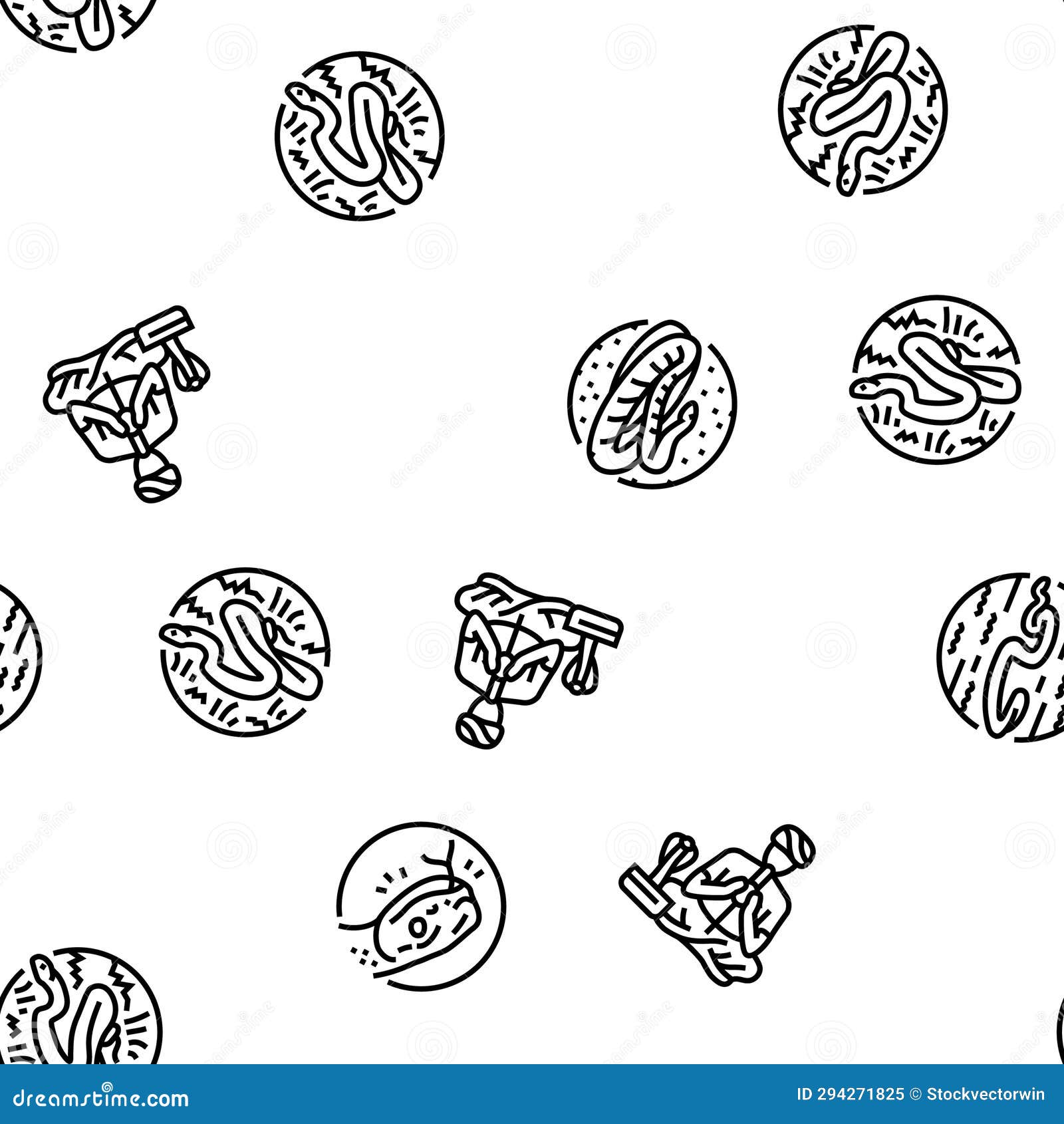 Snake Black Serpent Viper Cobra Vector Seamless Pattern Stock Vector ...