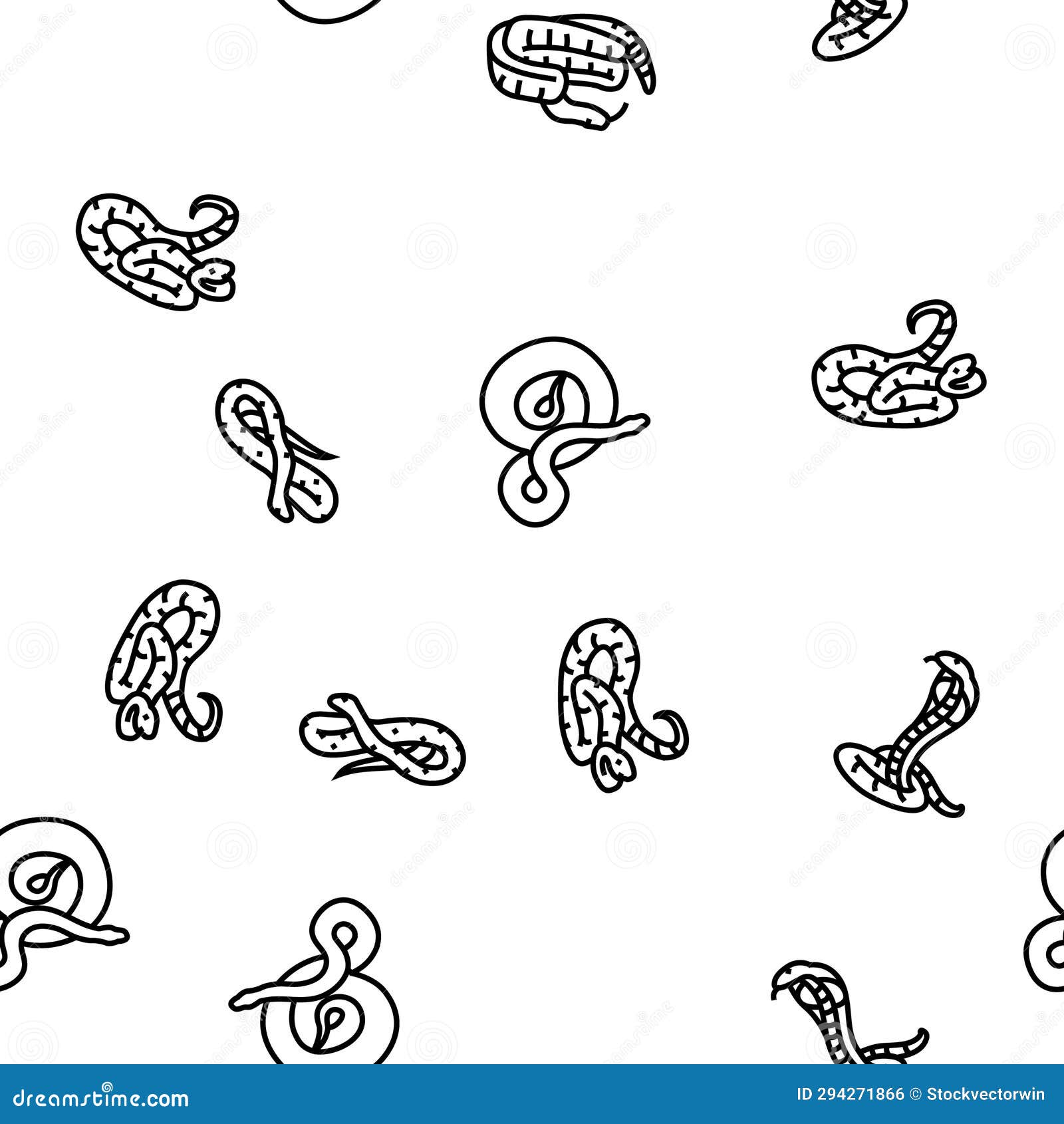 Snake Black Serpent Viper Cobra Vector Seamless Pattern Stock Vector ...