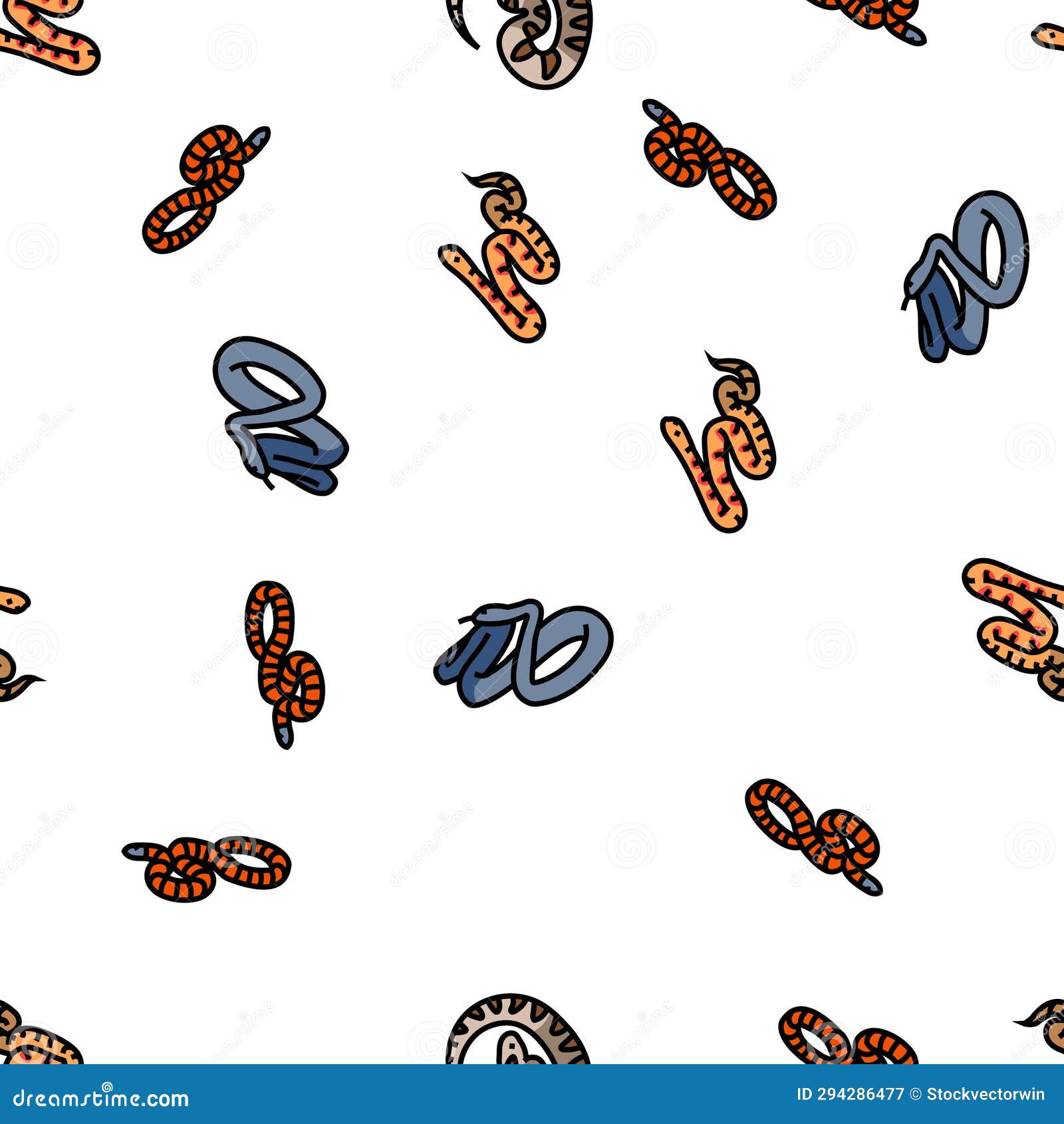 Snake Black Serpent Viper Cobra Vector Seamless Pattern Stock Vector ...
