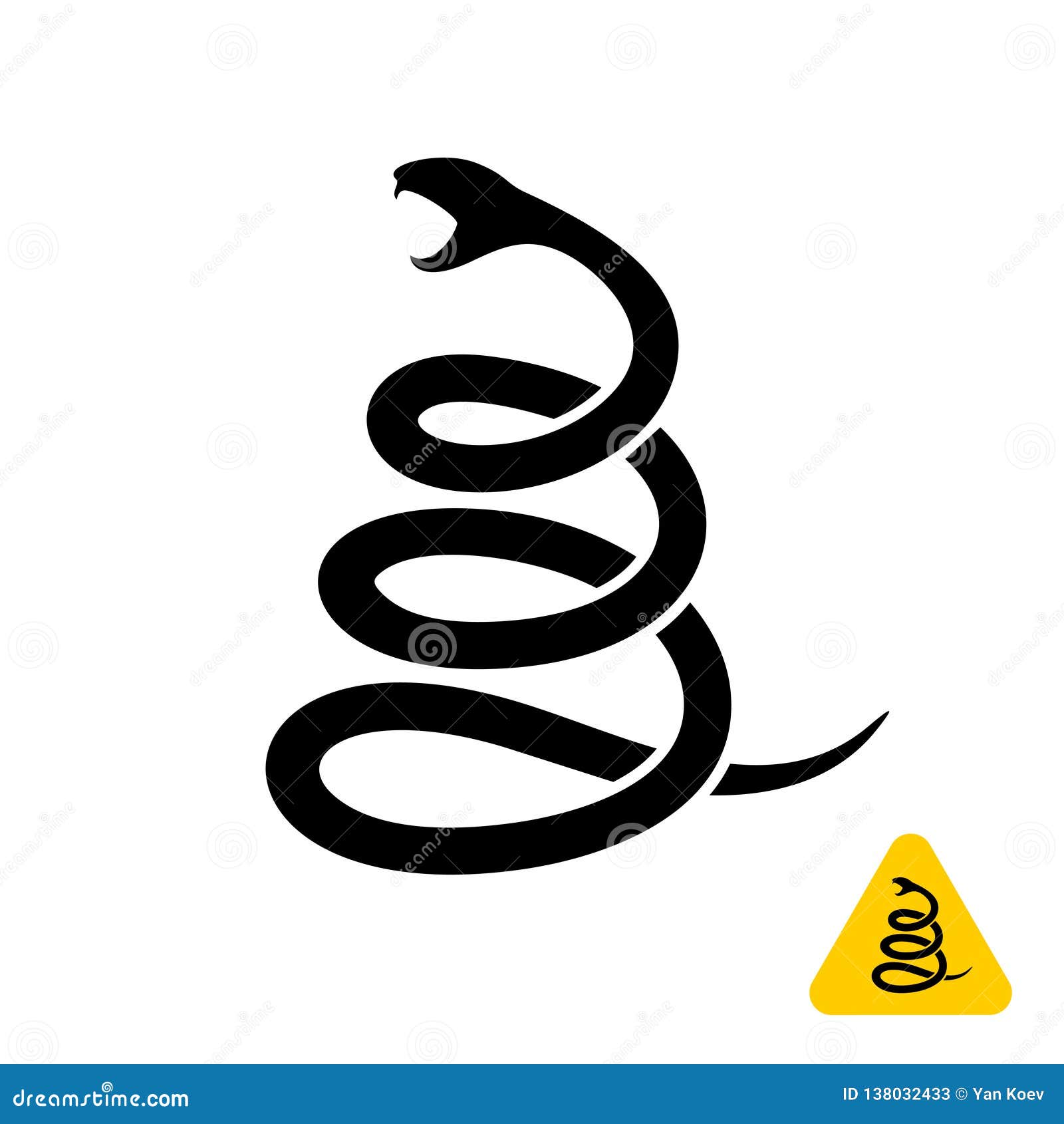 Snake Black Silhouette. Snake Logo with Warning. Stock Vector ...