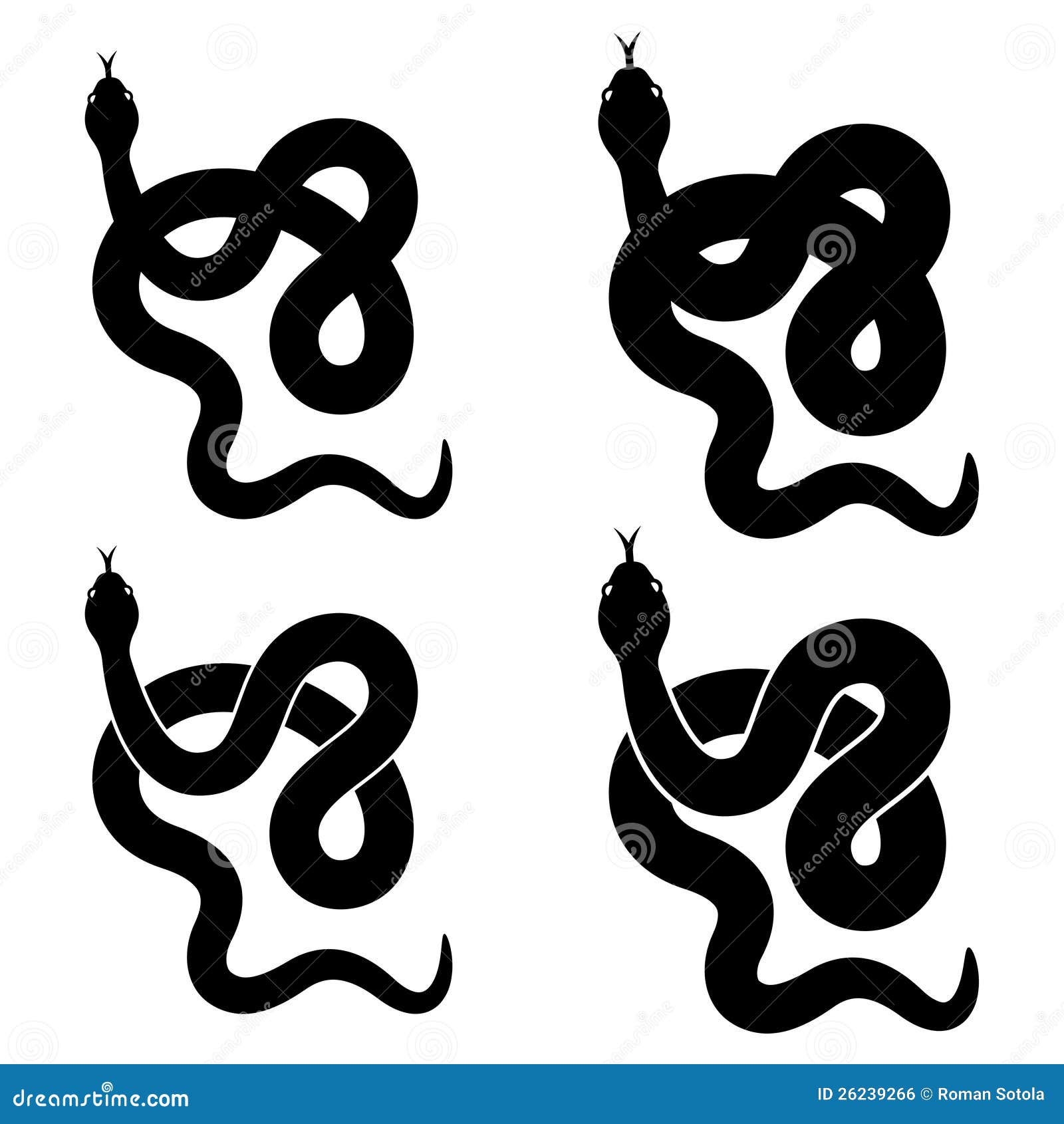 Snake black silhouettes stock vector. Illustration of deadly - 26239266