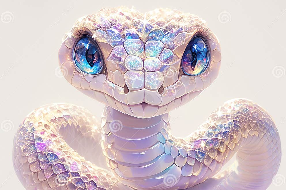 A Snake with Blue Eyes and a White Body. the Snake is Surrounded by a ...