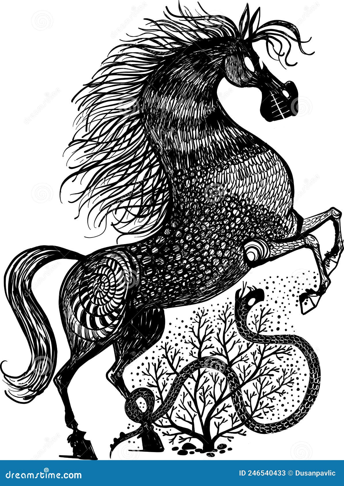 Snake Attacks. Rattlesnake Tattoo Isolated On White Vector Illustration ...