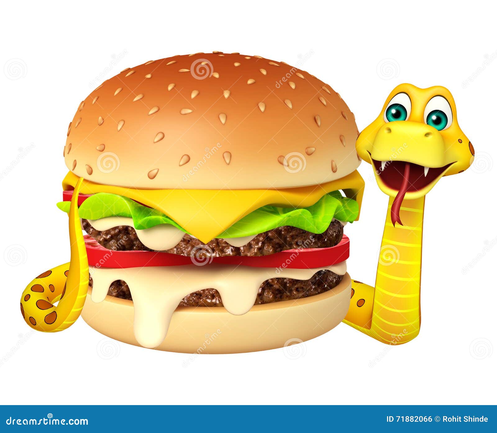 Snake Cartoon Character with Burger Stock Illustration - Illustration ...