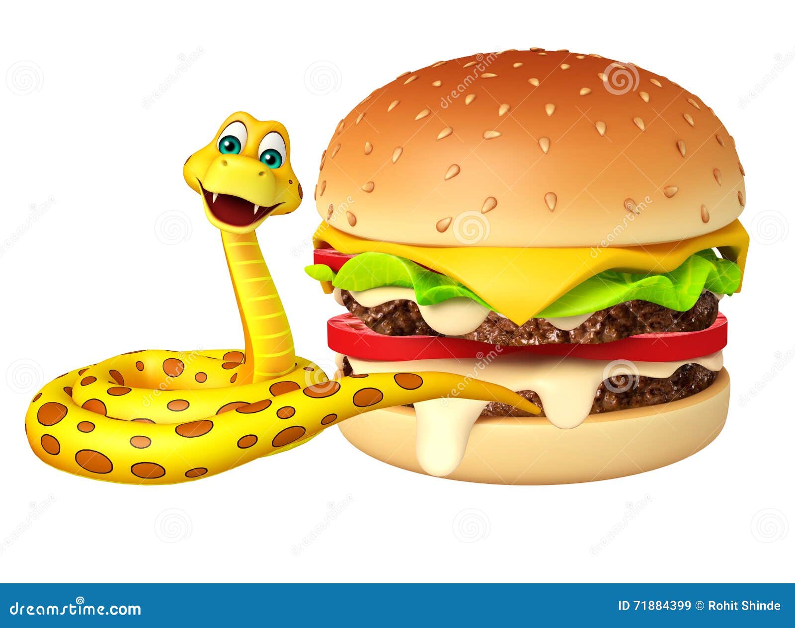 Snake Cartoon Character with Burger Stock Illustration - Illustration ...