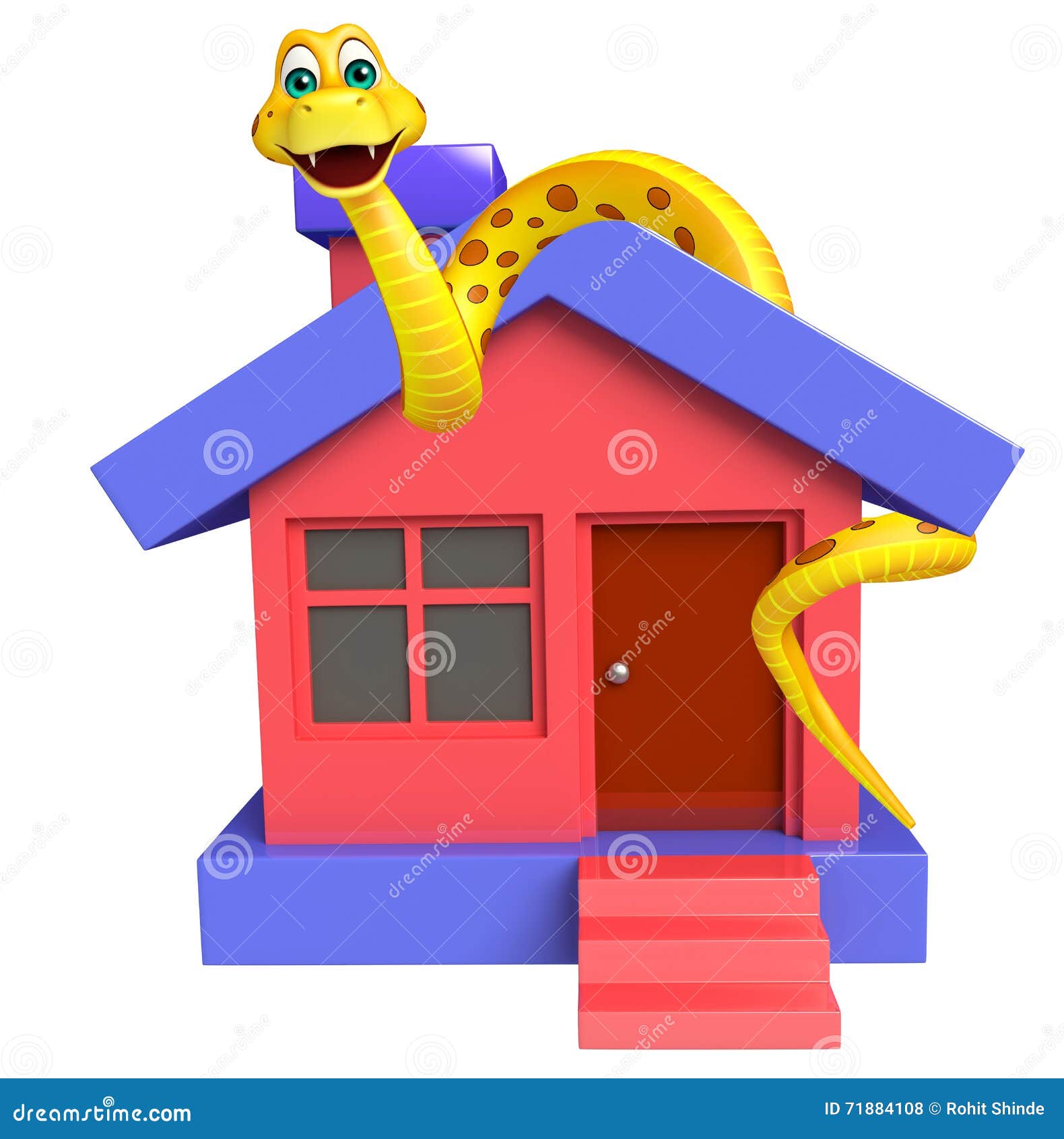 Snake Cartoon Character with Home Stock Illustration - Illustration of ...