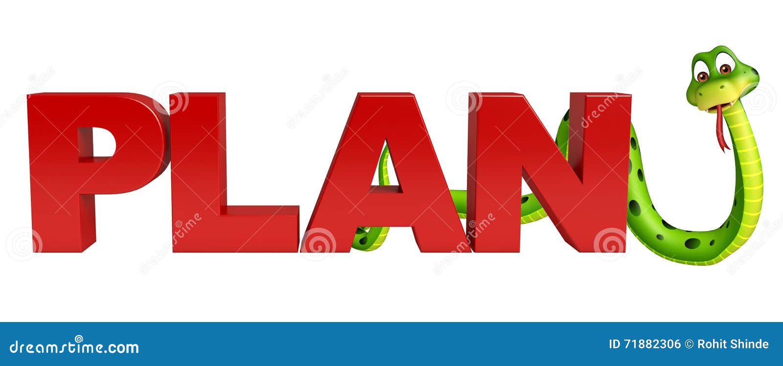 Snake Cartoon Character with Plan Sign Stock Illustration ...