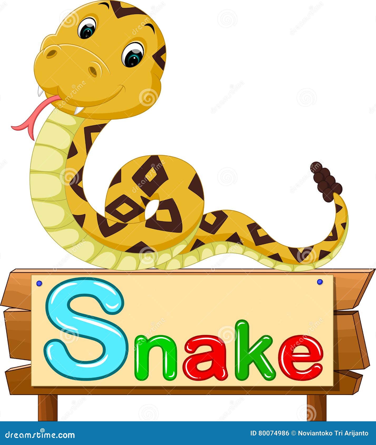 Snake cartoon stock vector. Illustration of flashcard - 80074986