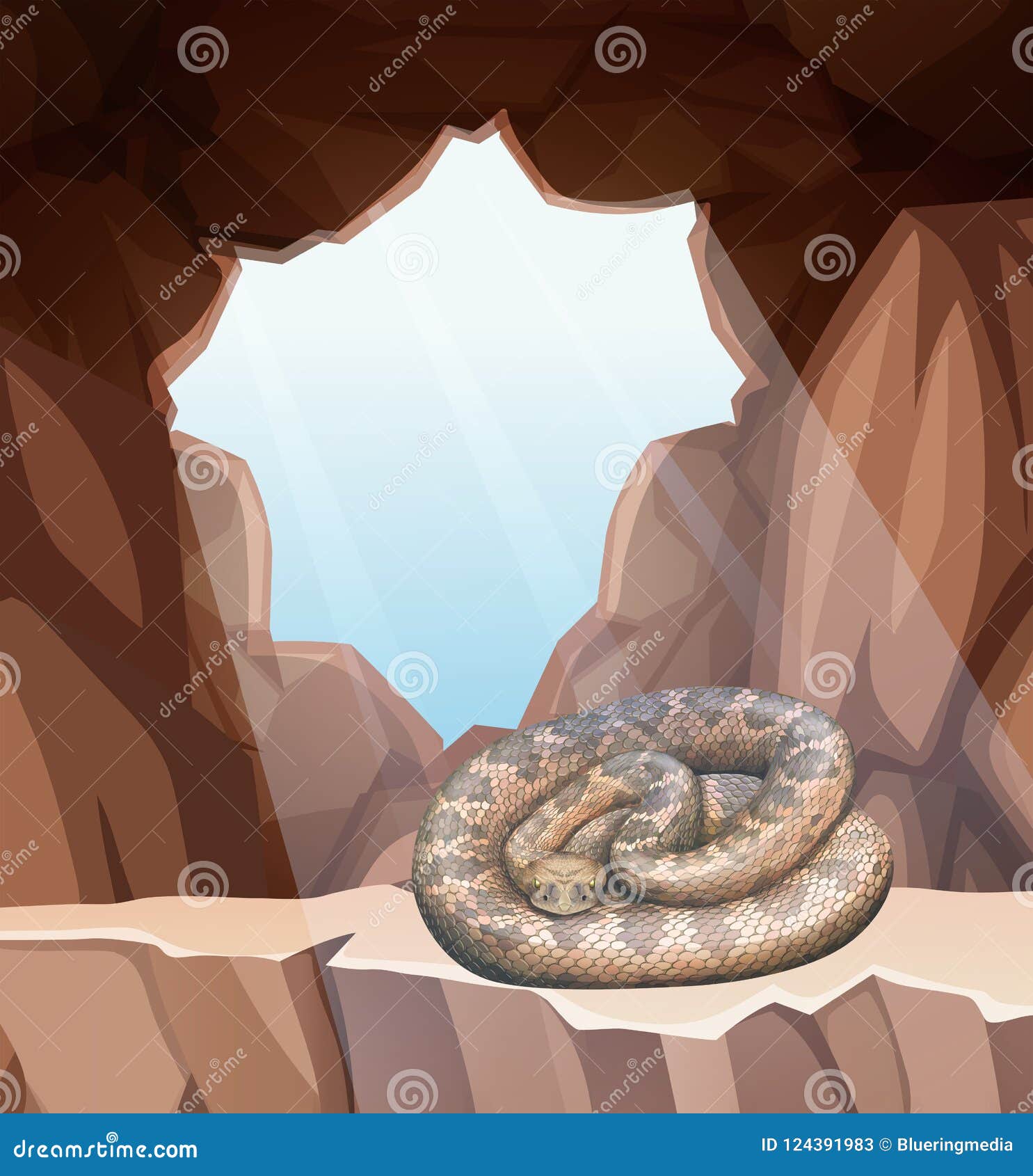 Snake in cave scene stock vector. Illustration of background - 124391983