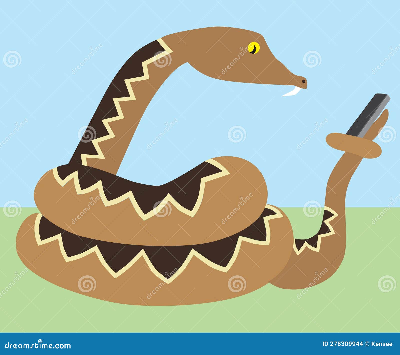 Snake on Cell Phone stock vector. Illustration of snake - 278309944