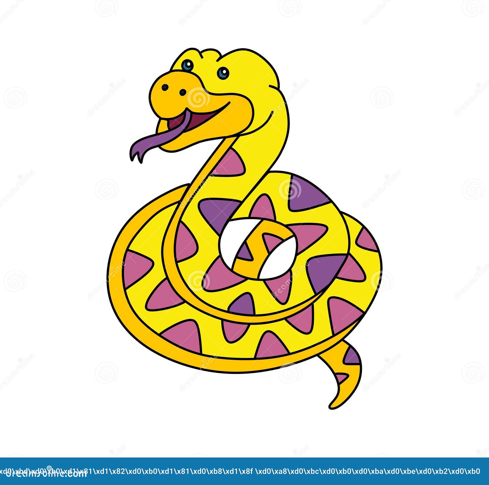 Snake Character Vector Color Doodle Illustration Isolated on White ...