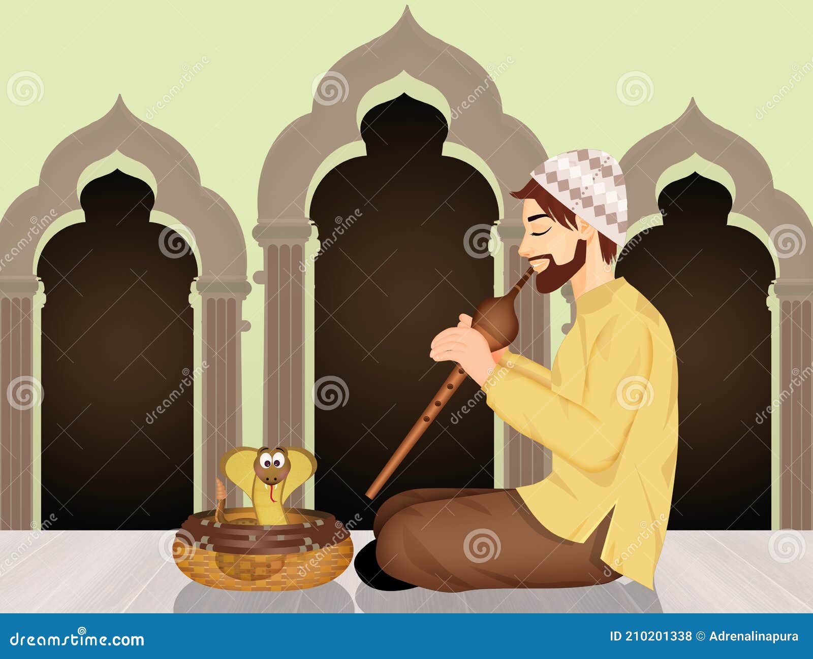 Snake charmer man stock illustration. Illustration of ethnic - 210201338