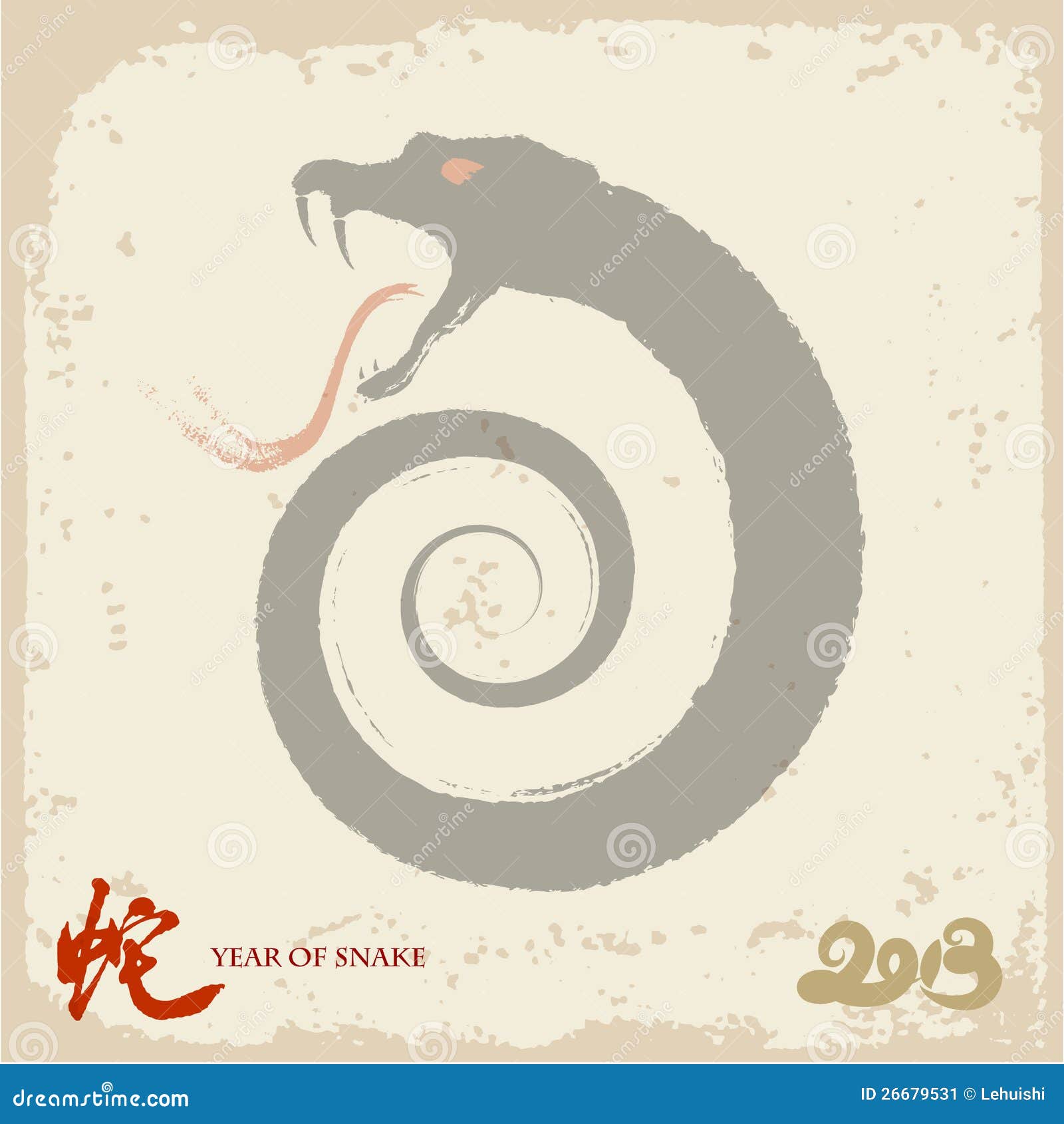 Snake with Chinese Painting for Year of Snake Stock Illustration ...