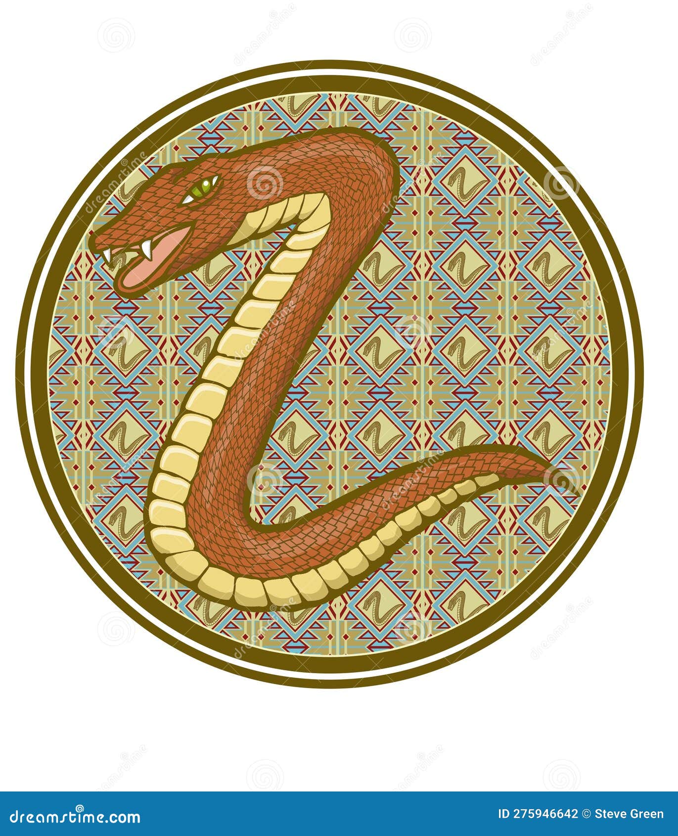 Snake with with Circular Aztec Style Background Stock Vector ...