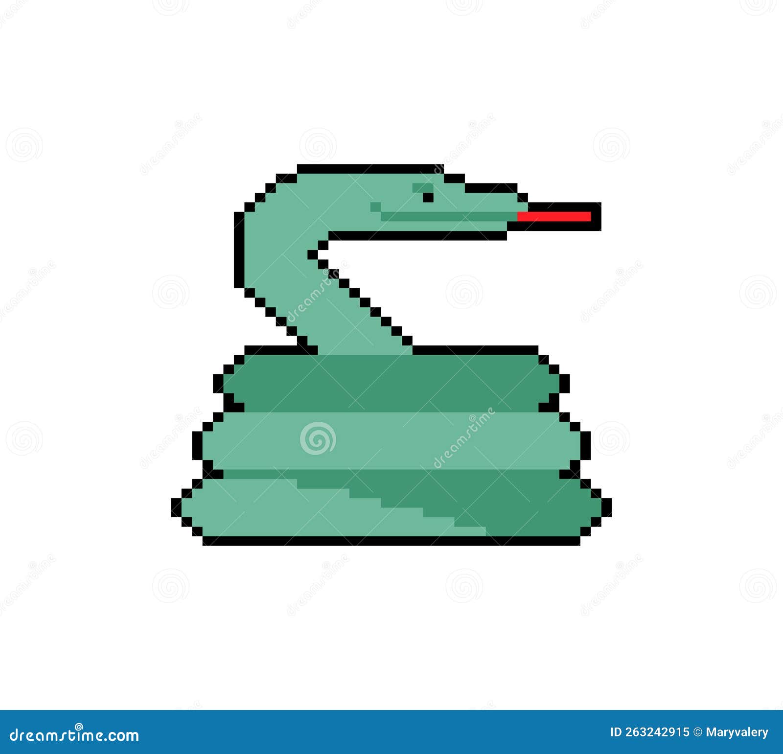 Snake Coiled Pixel Art. Serpent Icon Sign 8 Bit Stock Vector ...