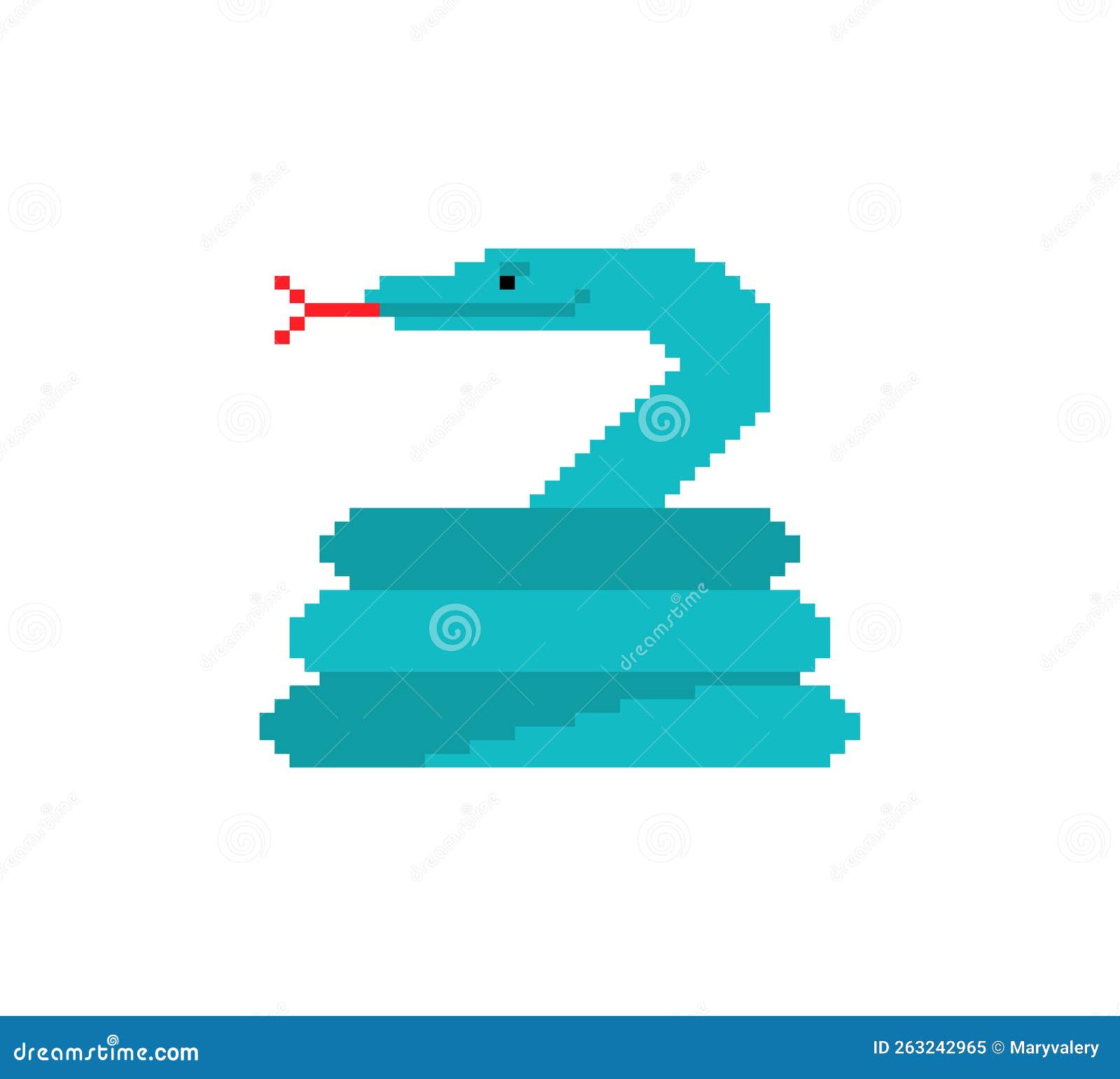 Snake Coiled Pixel Art. Serpent Icon Sign 8 Bit Stock Vector ...