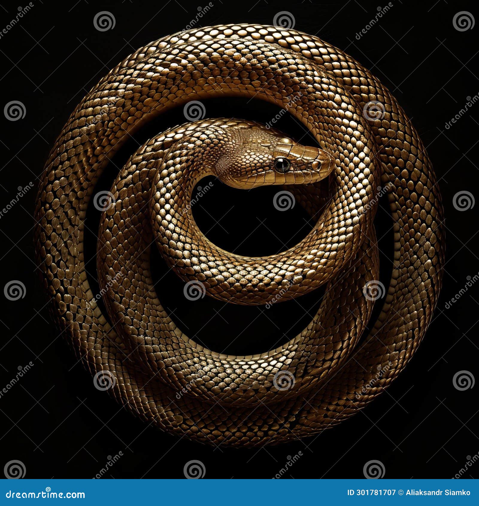A Snake Coiled Up in a Circle Stock Illustration - Illustration of ...